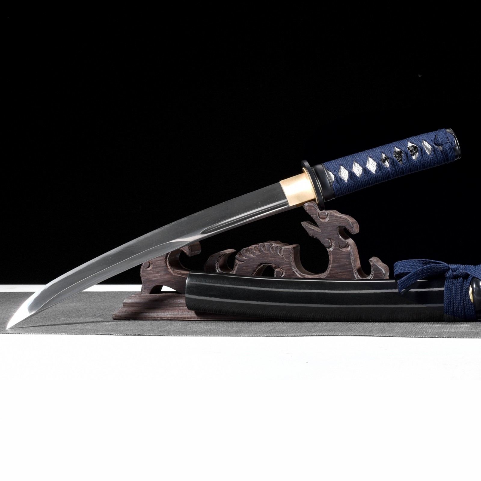 Dark Night Theme Handmade Full Tang Real Japanese Samurai Sword Tanto ...