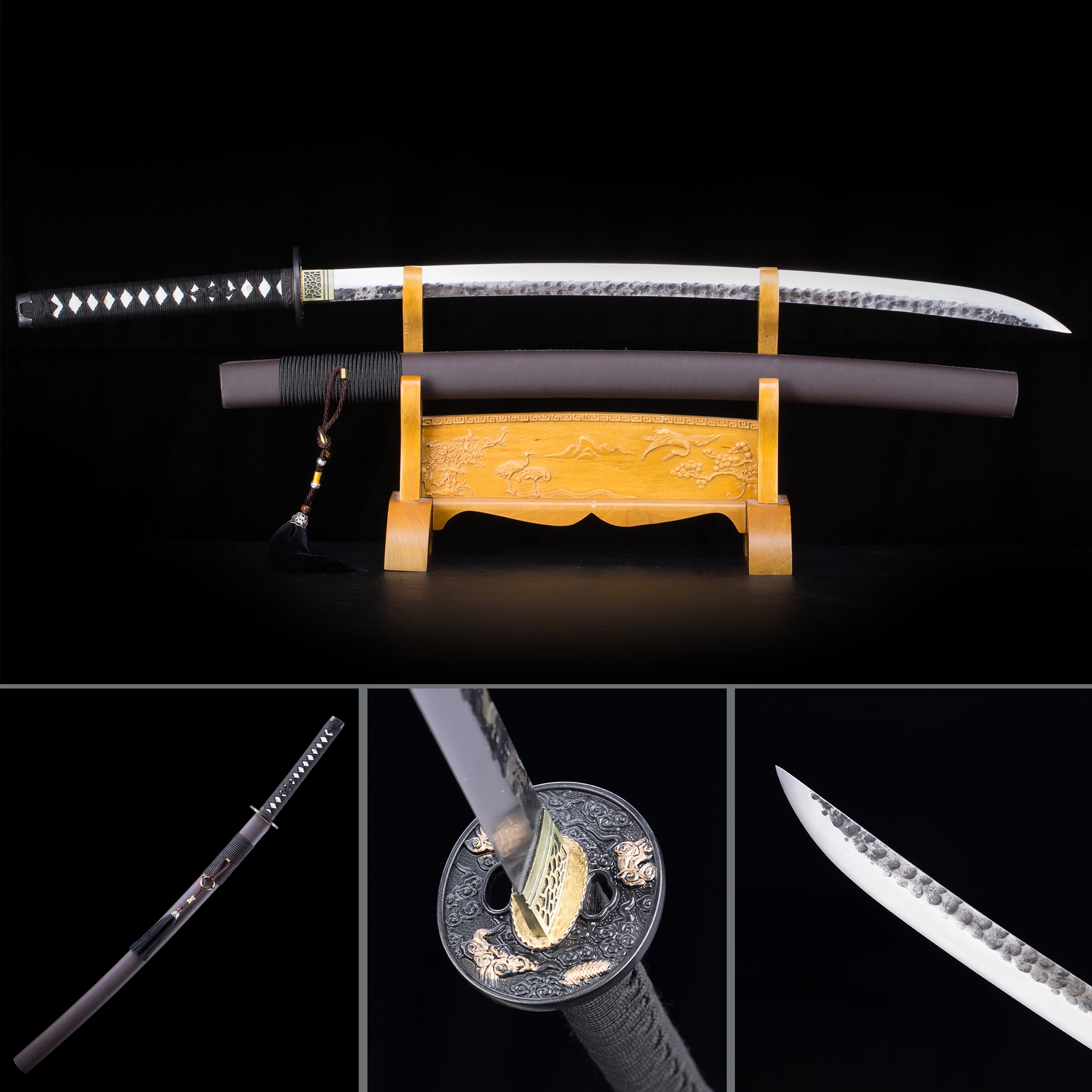 Handmade High Speed Steel Brown Saya Full Tang Real Japanese Katana ...