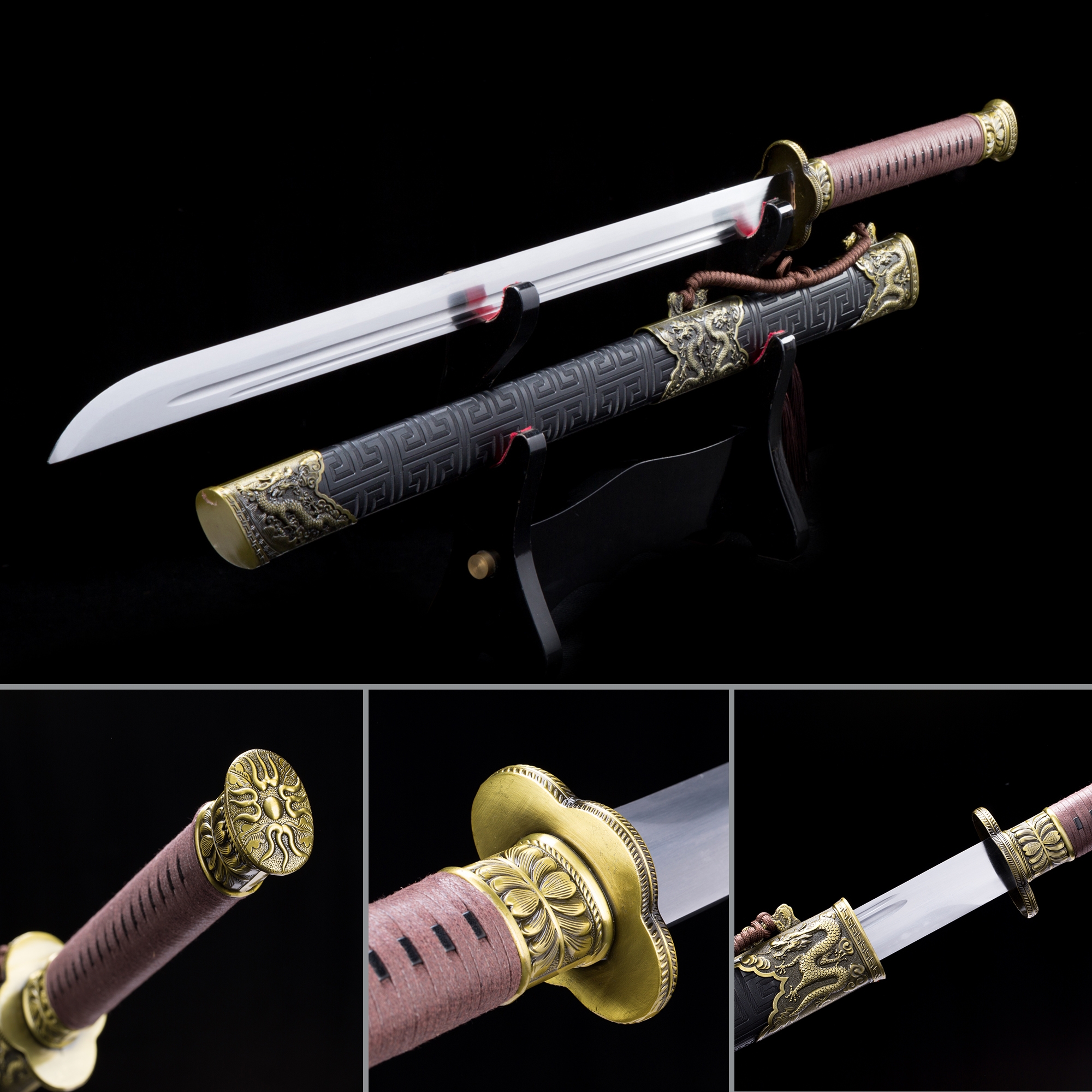 Handmade Spring Steel Straight Blade Chinese War Dao Broadsword With ...