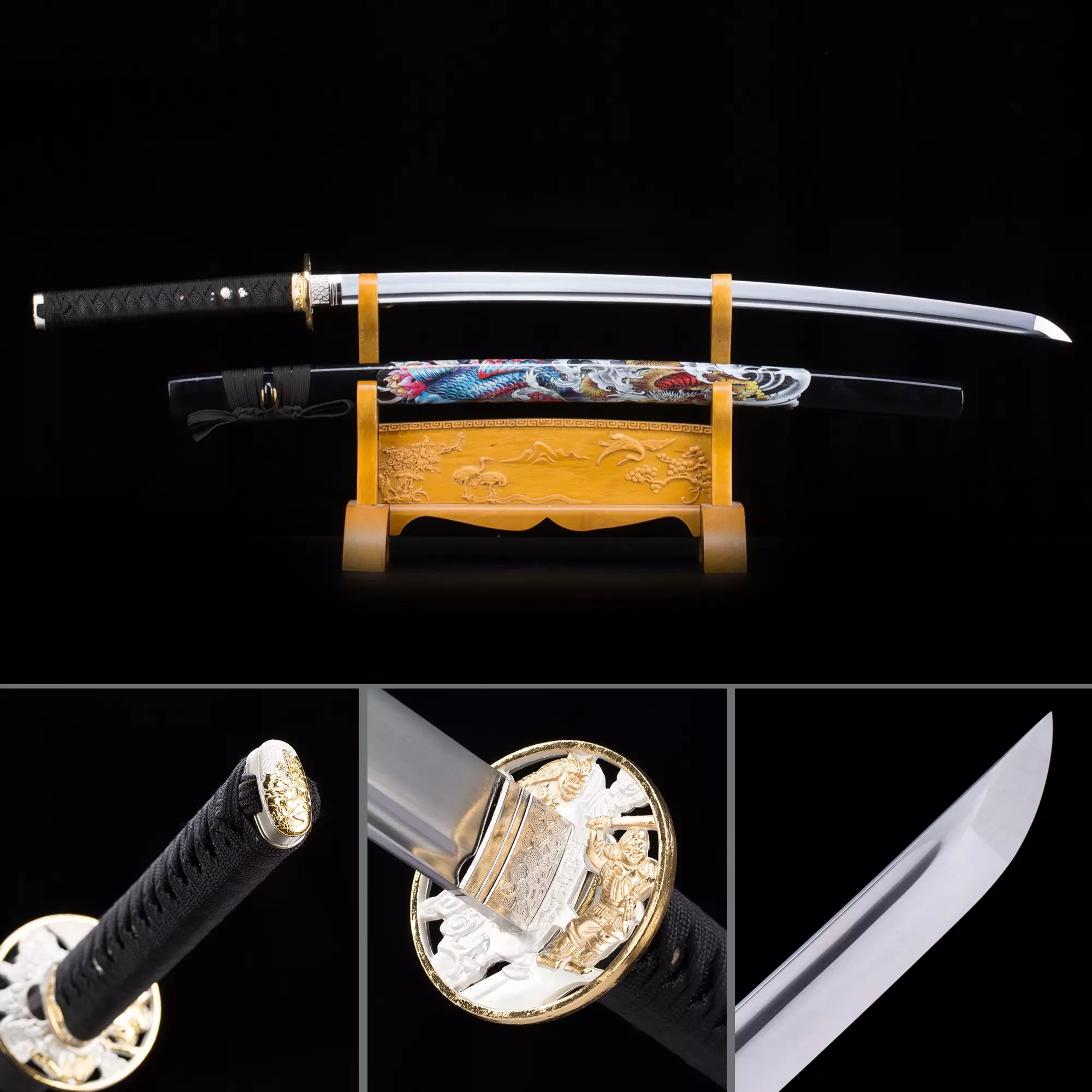 Nihonto | Handmade Japanese Nihonto Samurai Sword With Colored Dragon ...