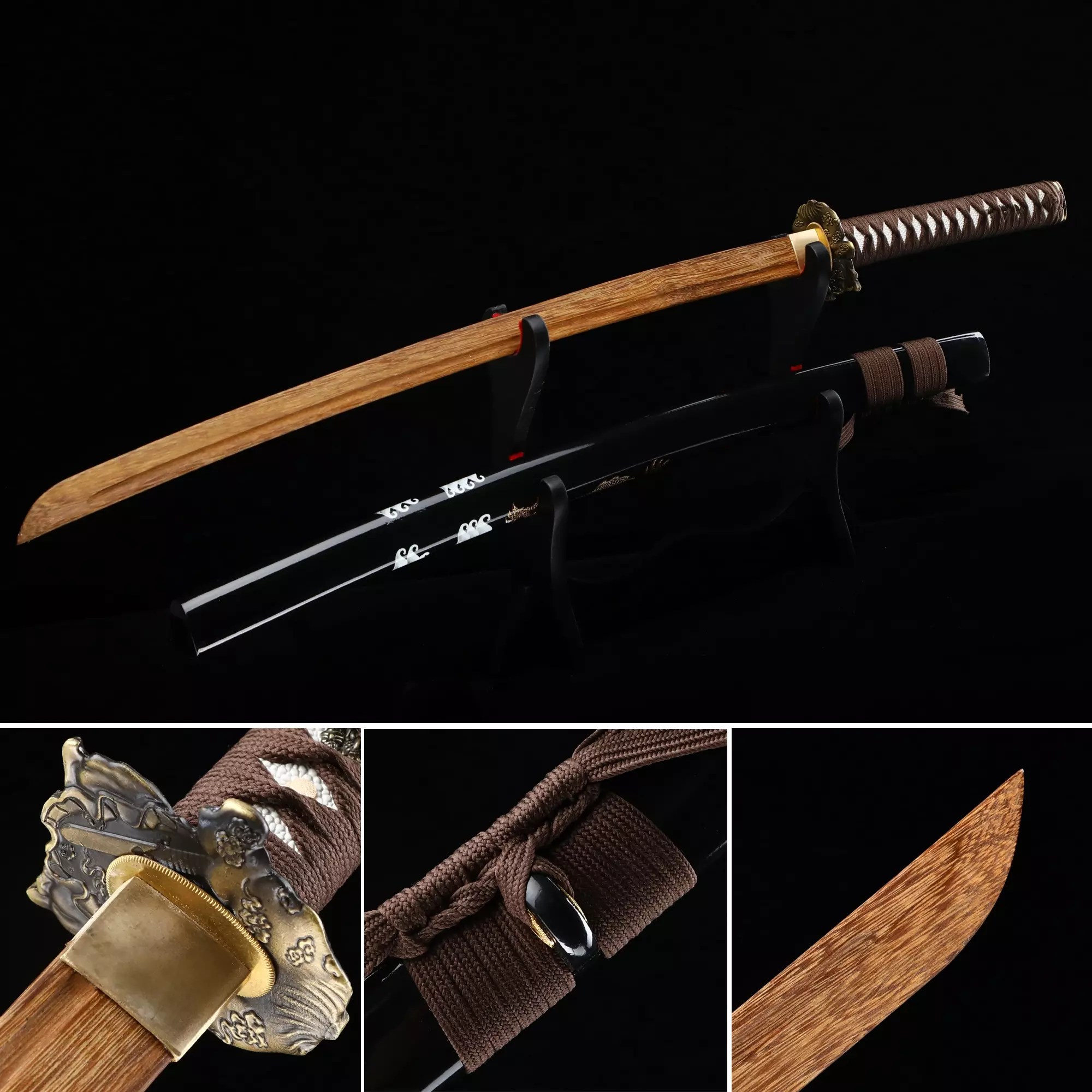 Wooden Katana | Handmade Japanese Wooden Unsharp Sword With Brown Blade ...
