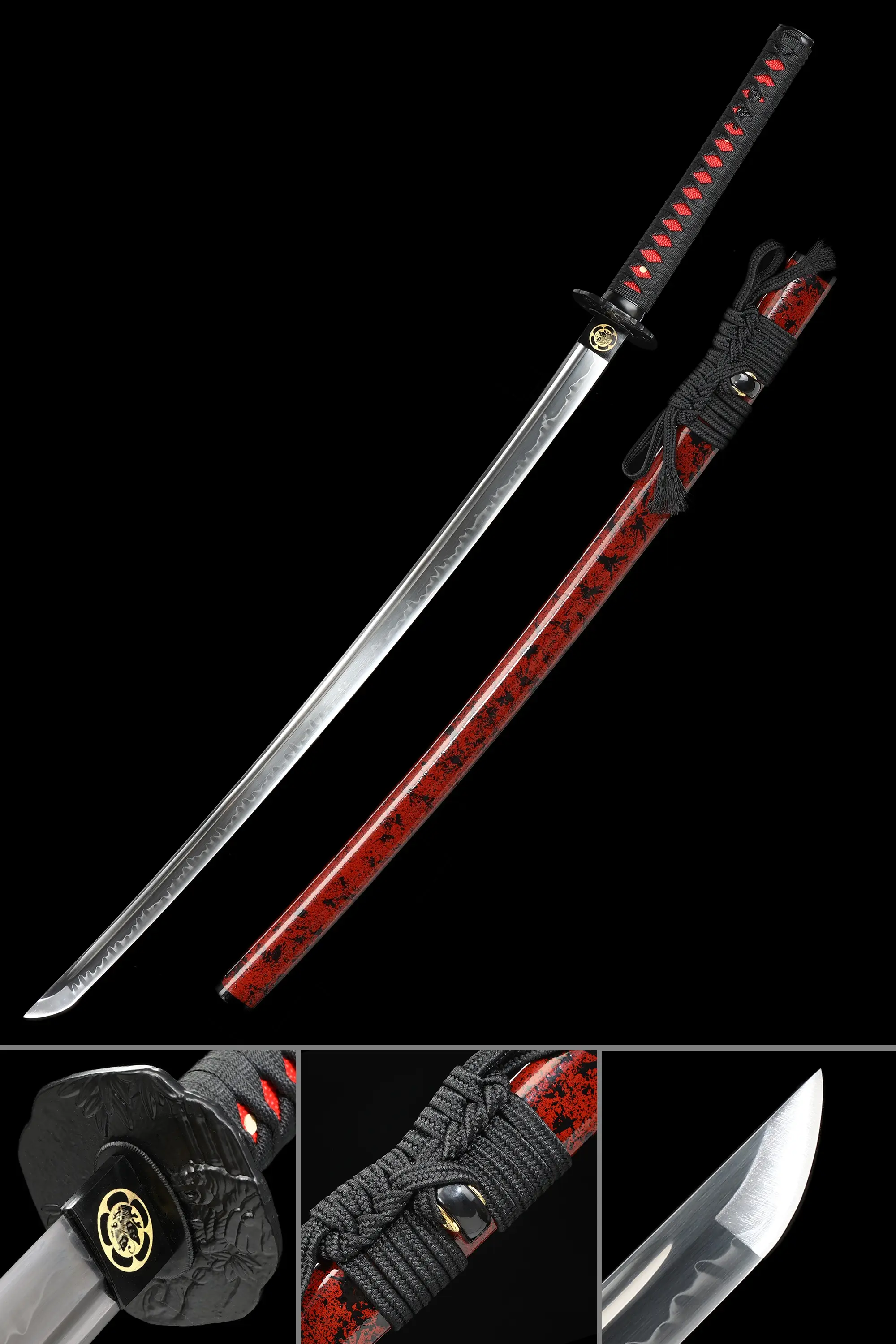 Hamon Katana | Handmade Full Tang Japanese Samurai Sword T10 Carbon ...