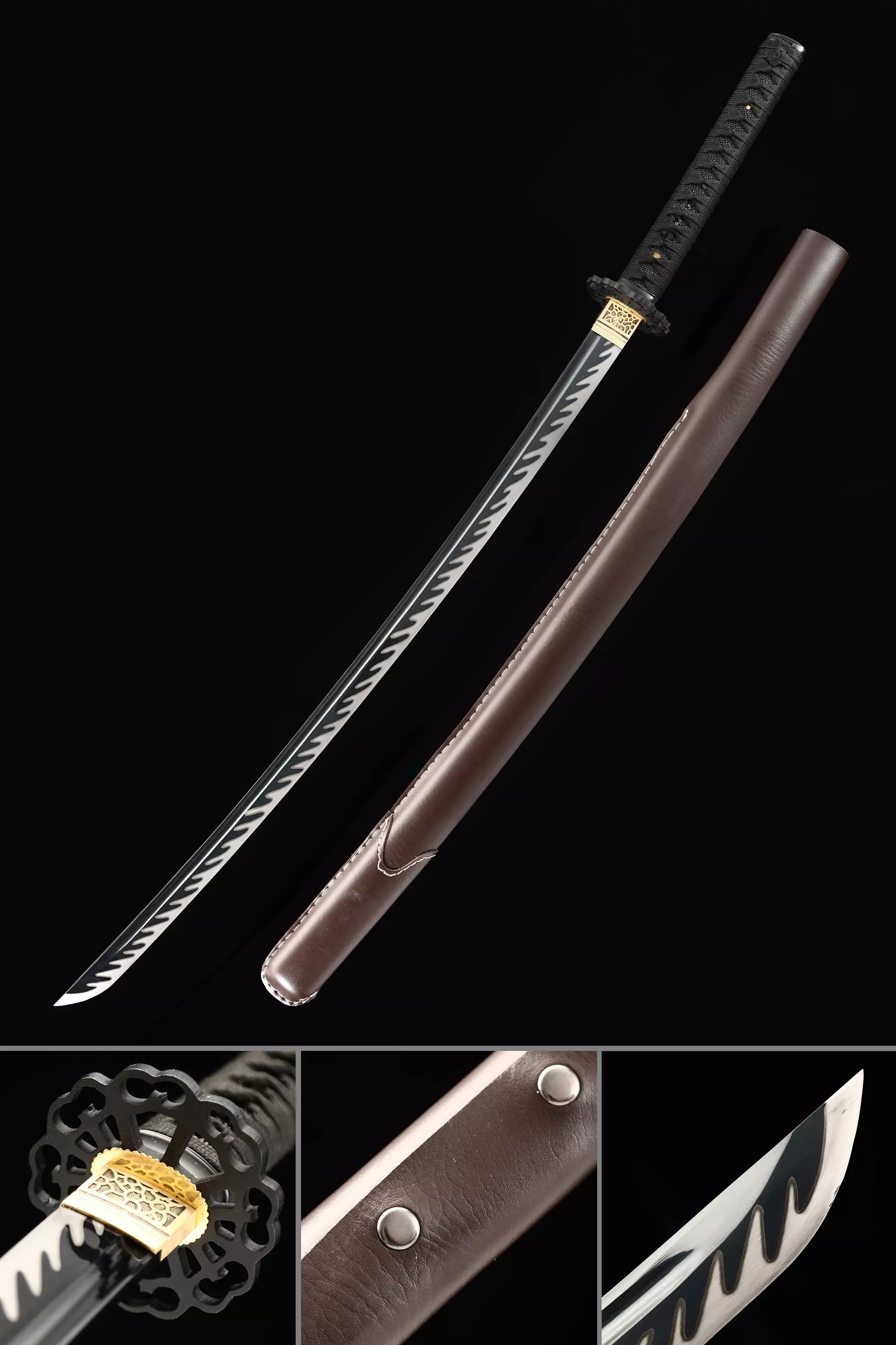 Katana En Acier Noir | Épée Katana Japonaise Faite à La Main Avec Lame ...