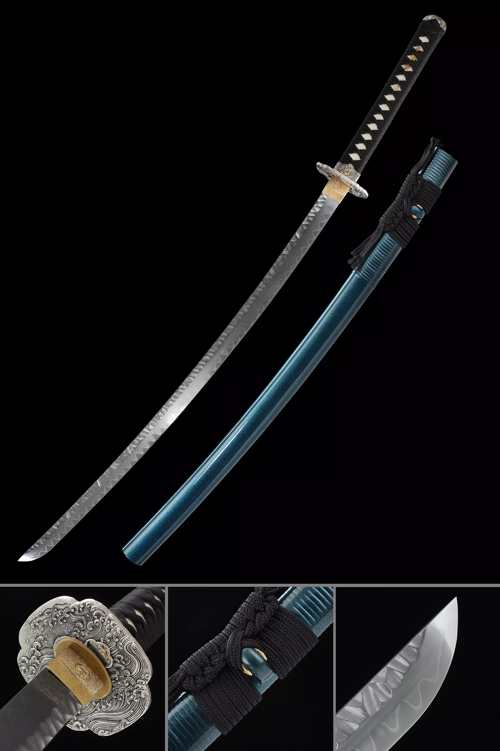 Blue Katana | Handmade Japanese Katana Sword Hand Forged With Blue Saya ...