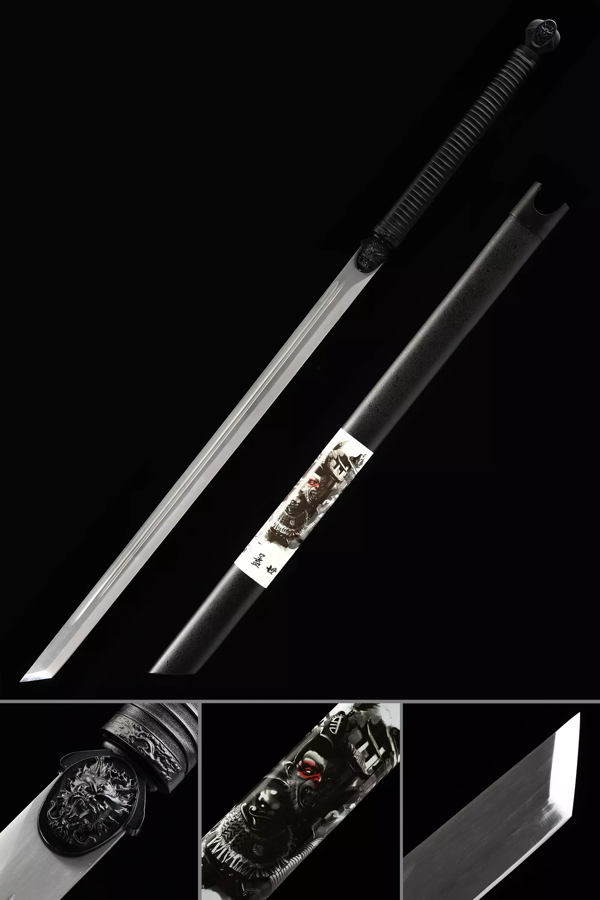 Modern Ninjato | Handmade Japanese Ninjato Sword With Black Scabbard ...