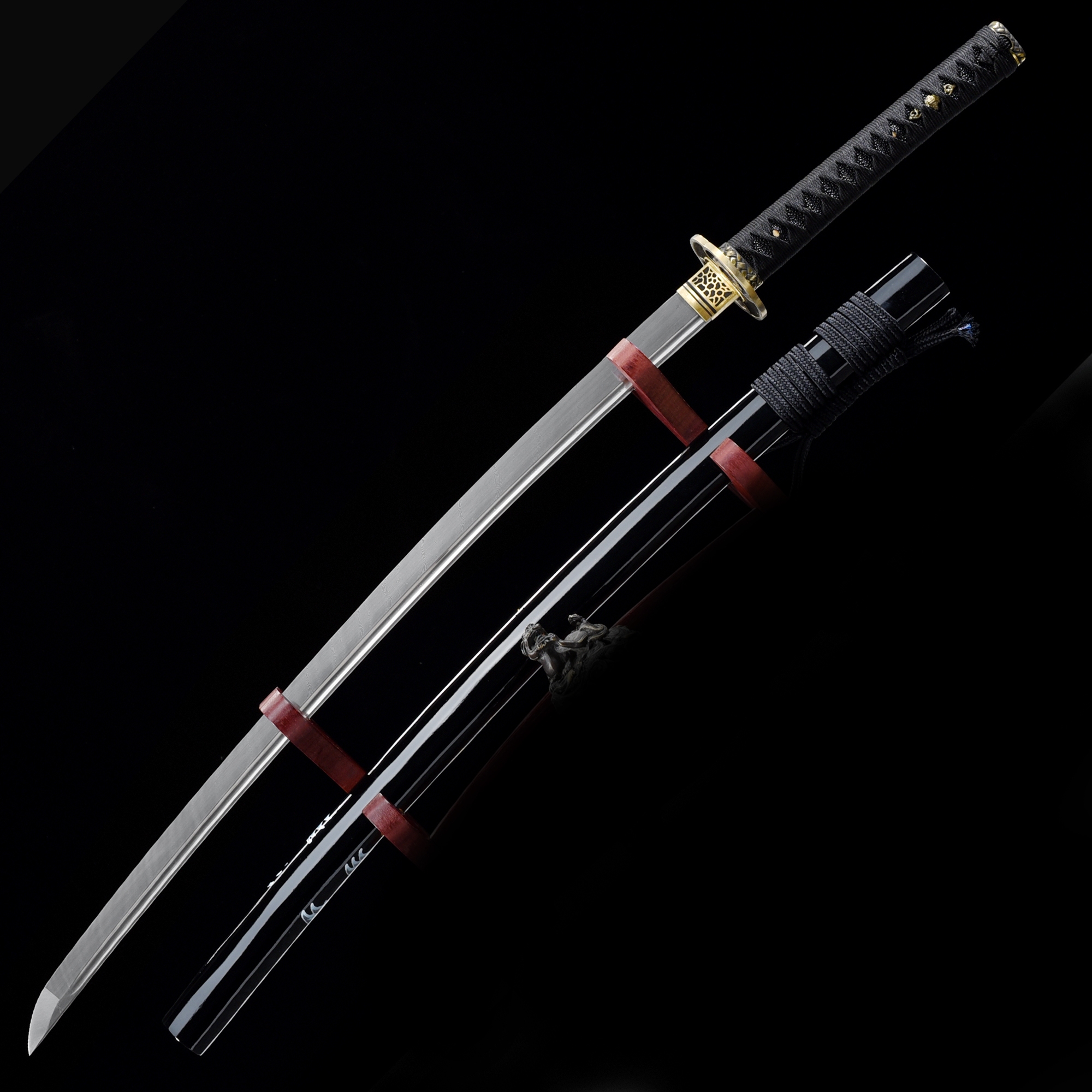 Handmade Pattern Steel Sharpened Real Japanese Katana Samurai Sword ...