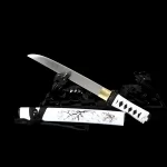 Manganese Steel Japanese Tanto with Crane and Plum Blossom Hand-Painted ...