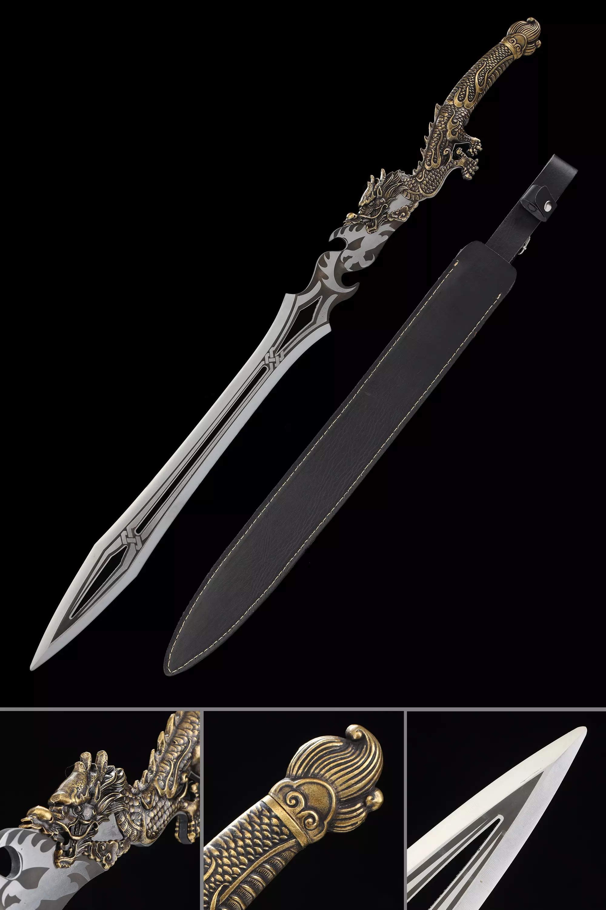 Fantasy Sword | Handmade Fantasy Sword With Dragon Handle And Leather ...