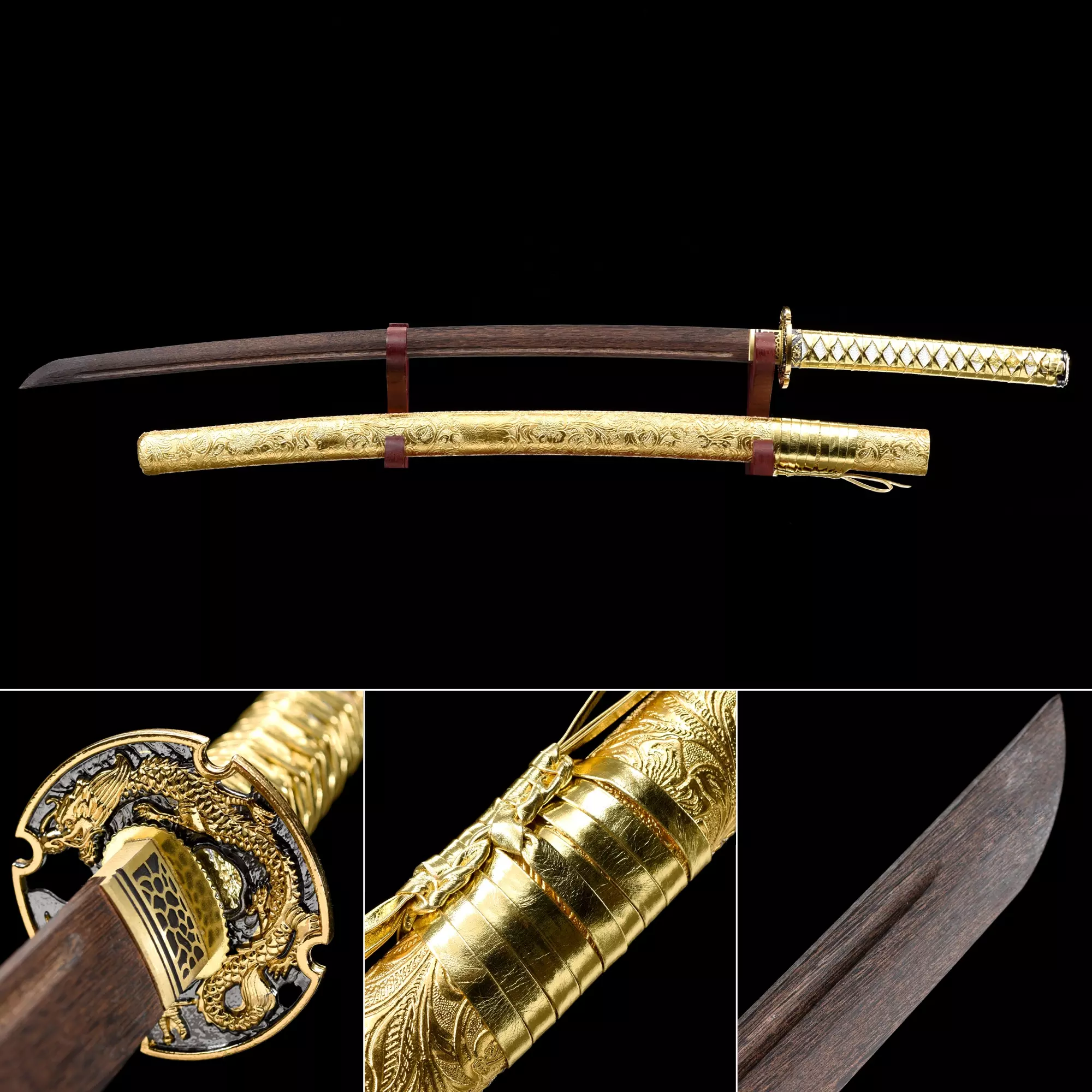 Practice Wooden Katana | Handmade Brown Wooden Blade Unsharpened Katana ...