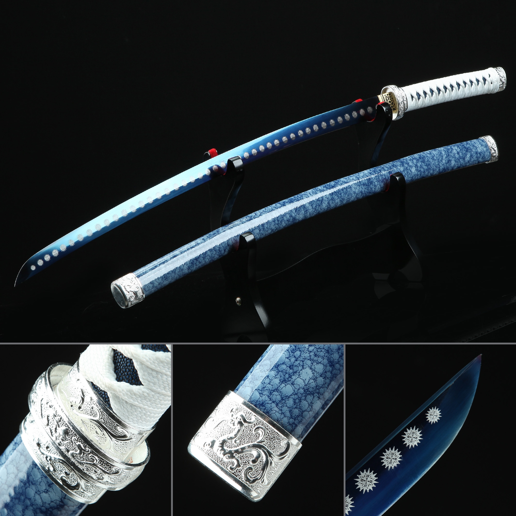 Modern Blue Blade Katana, Handmade Japanese Katana Sword High Manganese ...