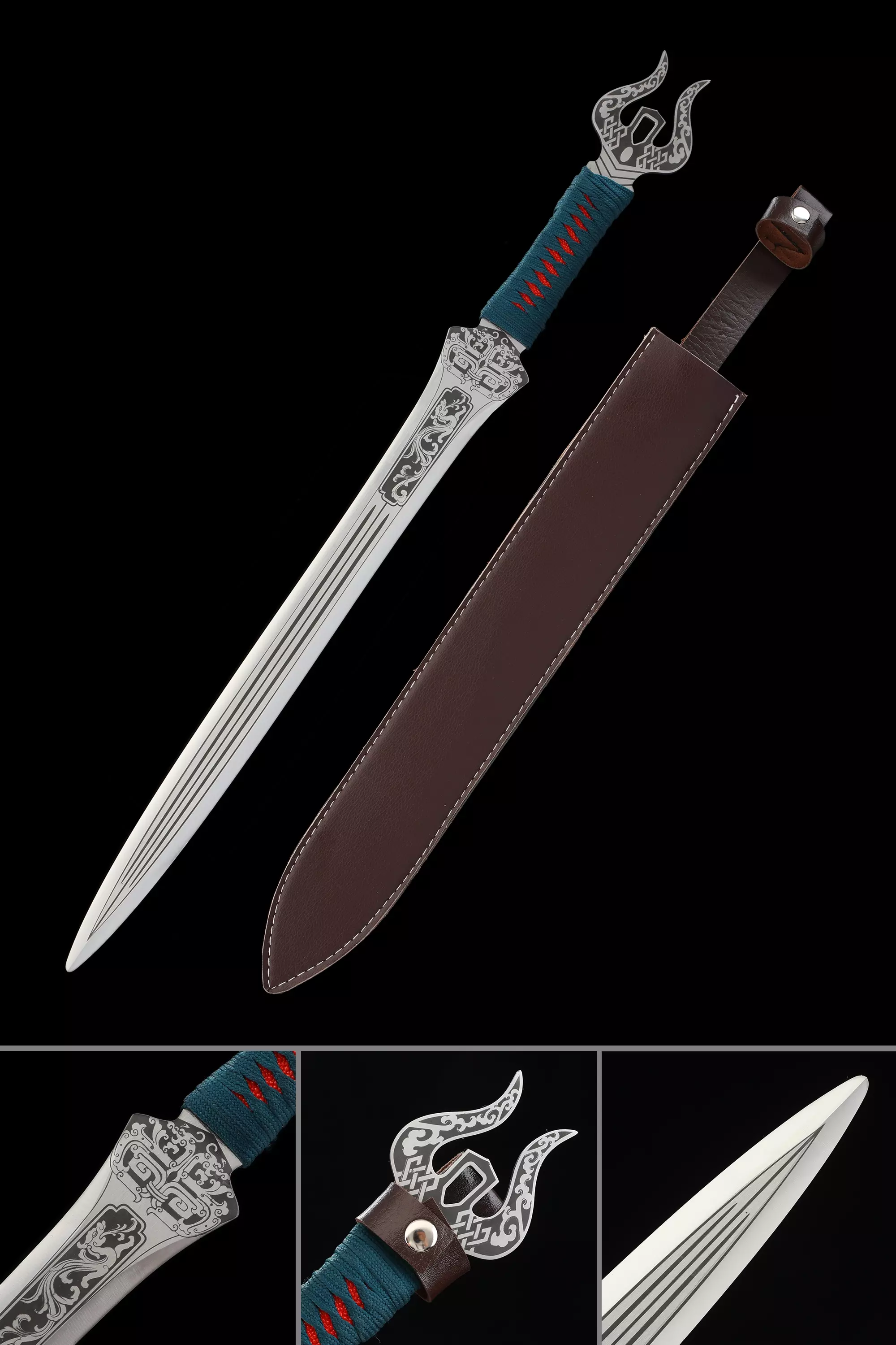 Fantasy Sword | Handmade Fantasy Sword With Brown Leather Scabbard ...