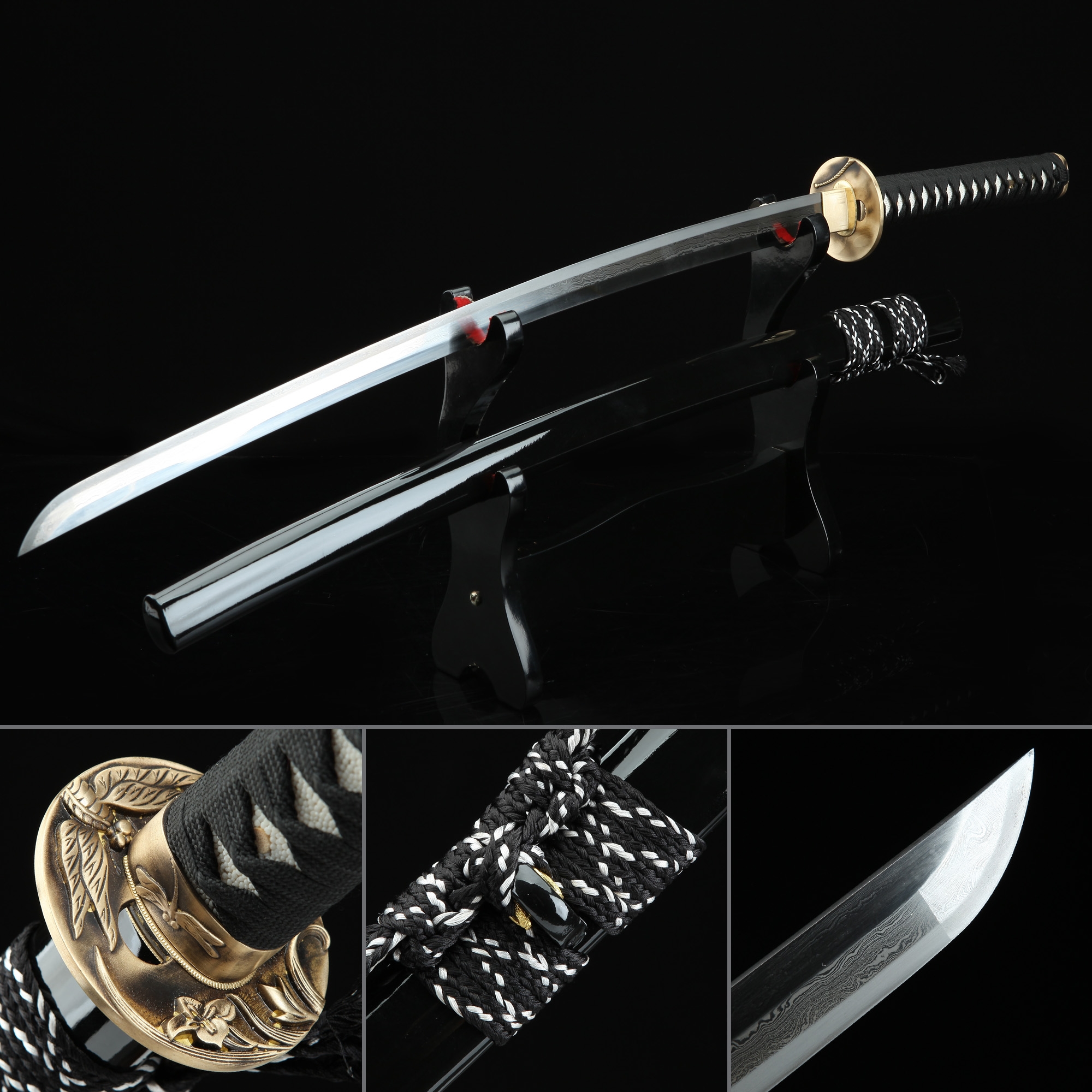 Handmade Damascus Steel Hand Sharpening Real Japanese Katana With ...