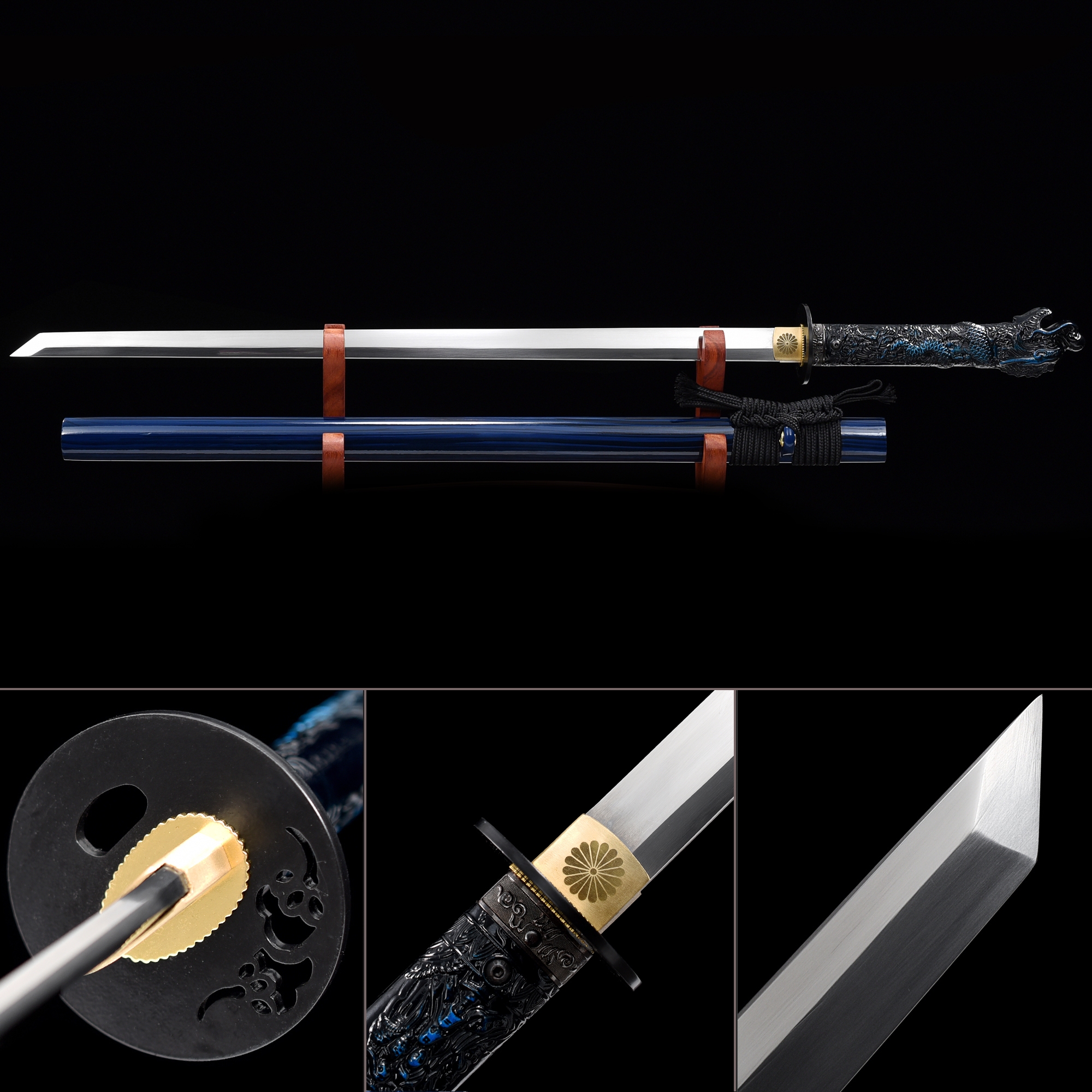 Handmade High Manganese Steel Straight Blade Japanese Ninjato Ninja ...