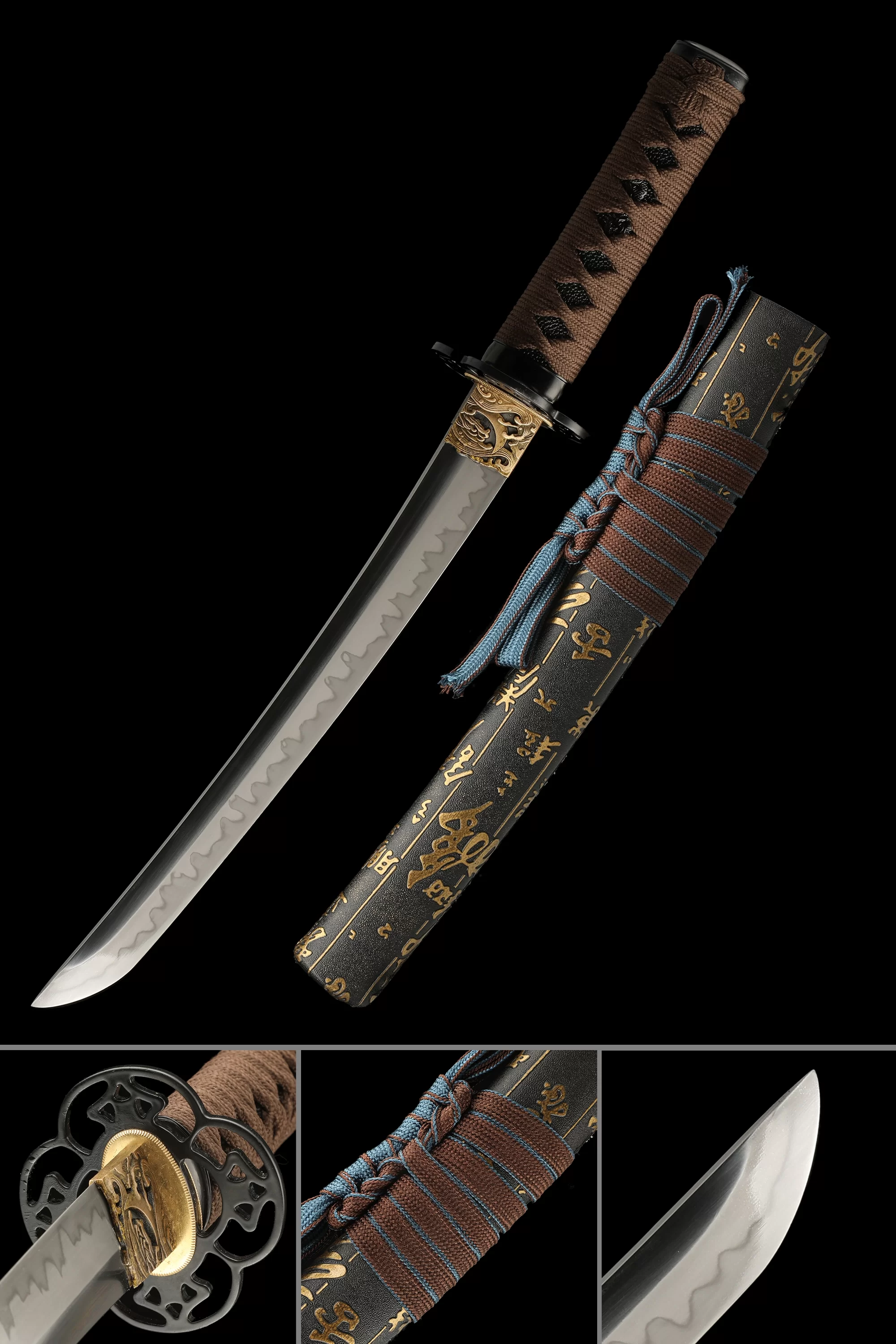 Handmade T10 Carbon Steel Tanto Sword With Brown Saya - TrueKatana