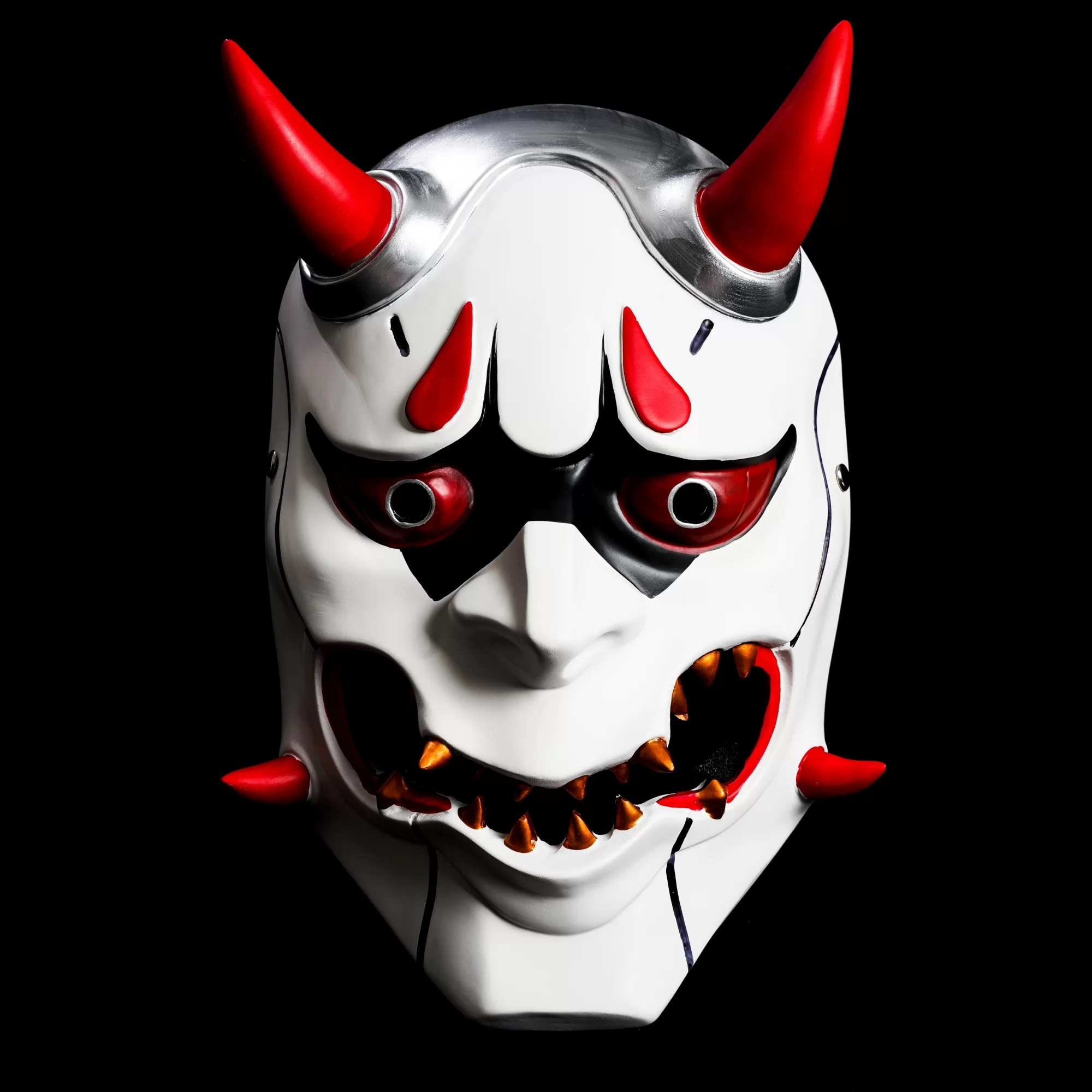Japanese Devil Mask | Scarlet Specter Fierce Oni Warrior Mask - TrueKatana