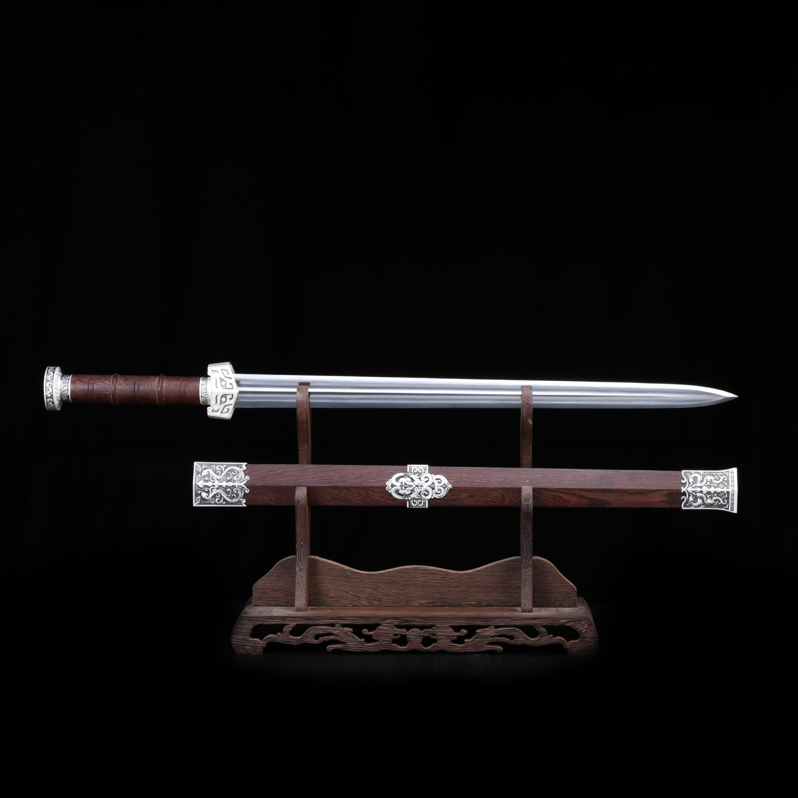 Handmade Chinese Straight Double Edged Sword 1095 Carbon Steel Han ...