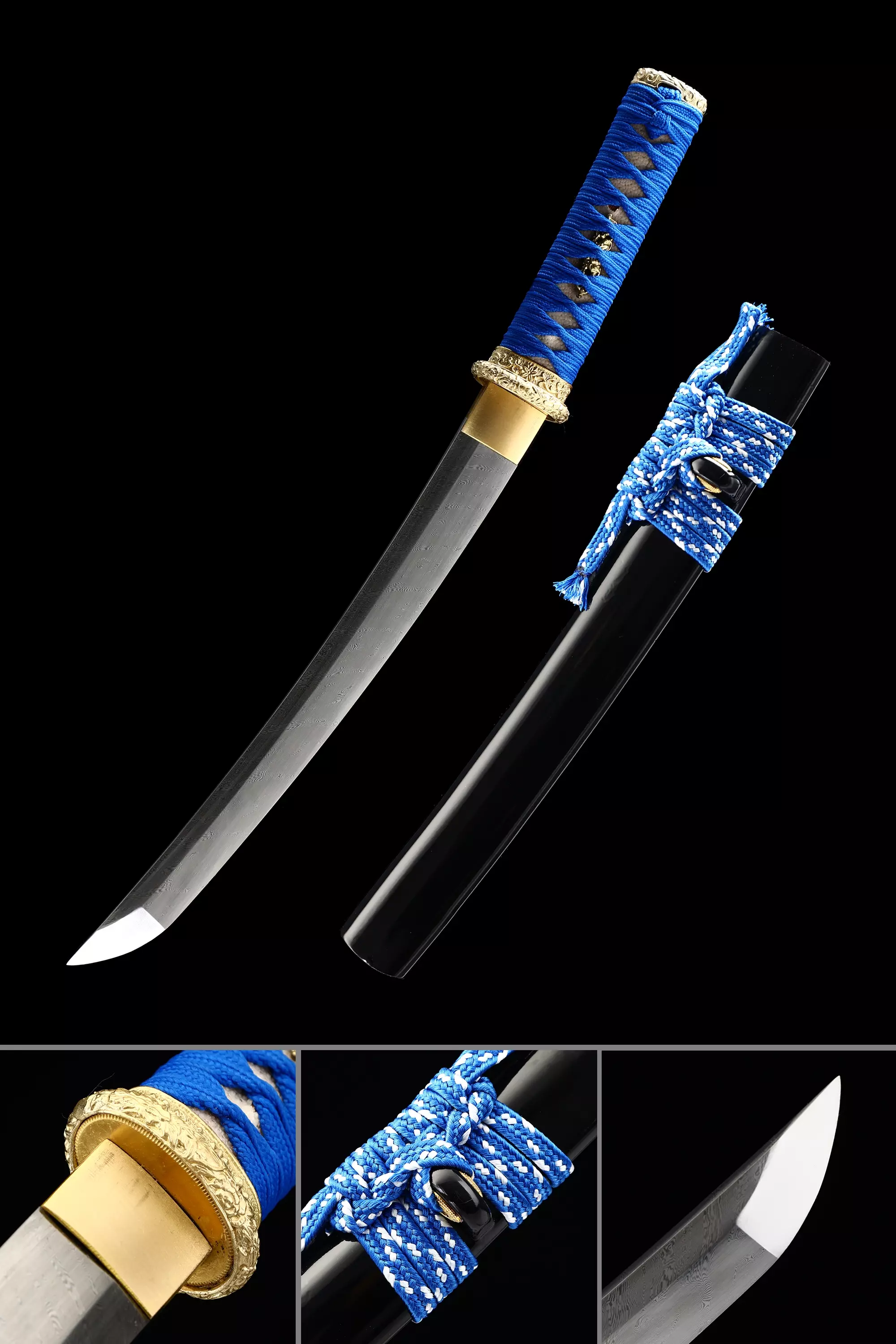 Short Japanese Sword | Handmade 1000 Layer Folded Steel Real Japanese ...