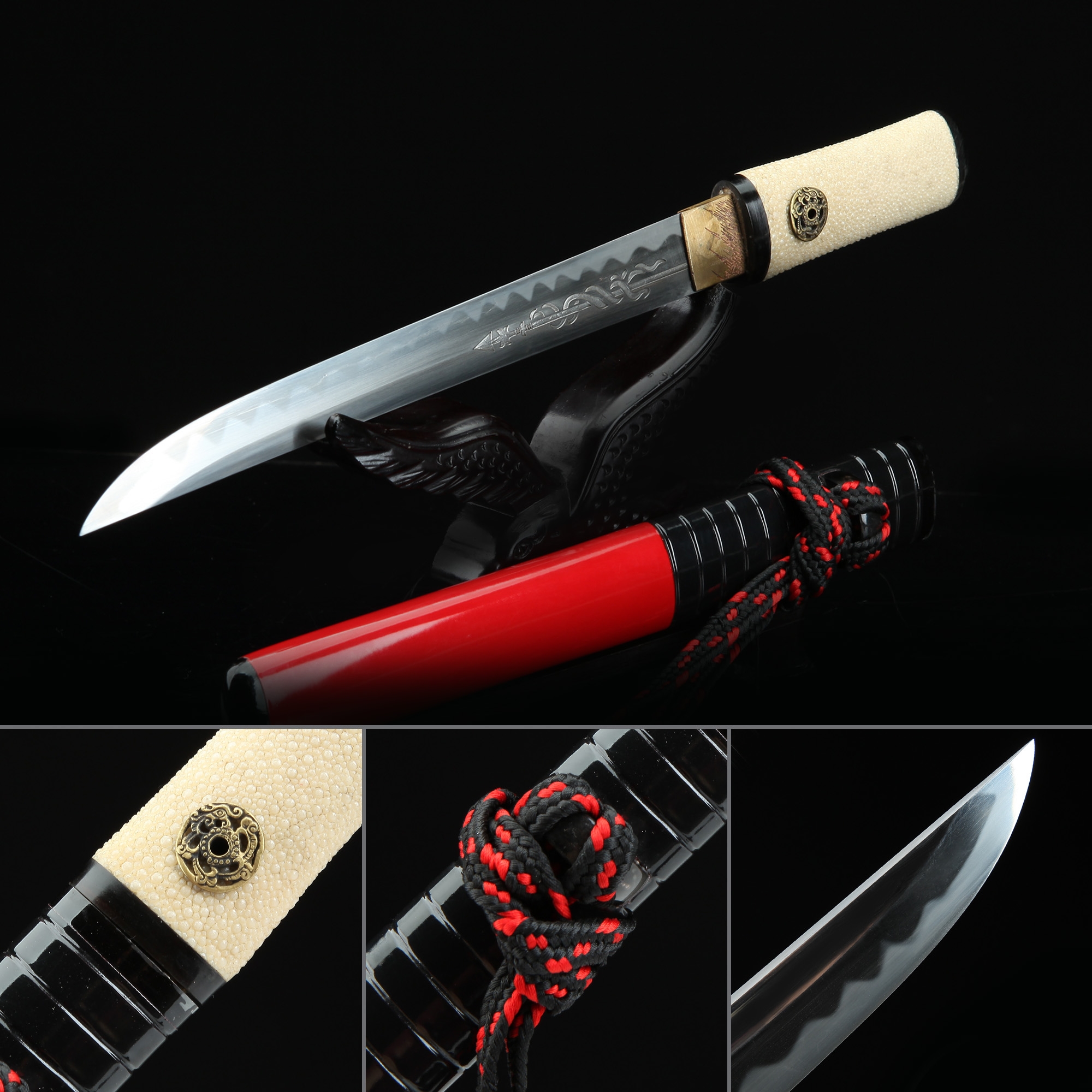 High-performance Pattern Steel Real Japanese Aikuchi Tanto Sword With ...