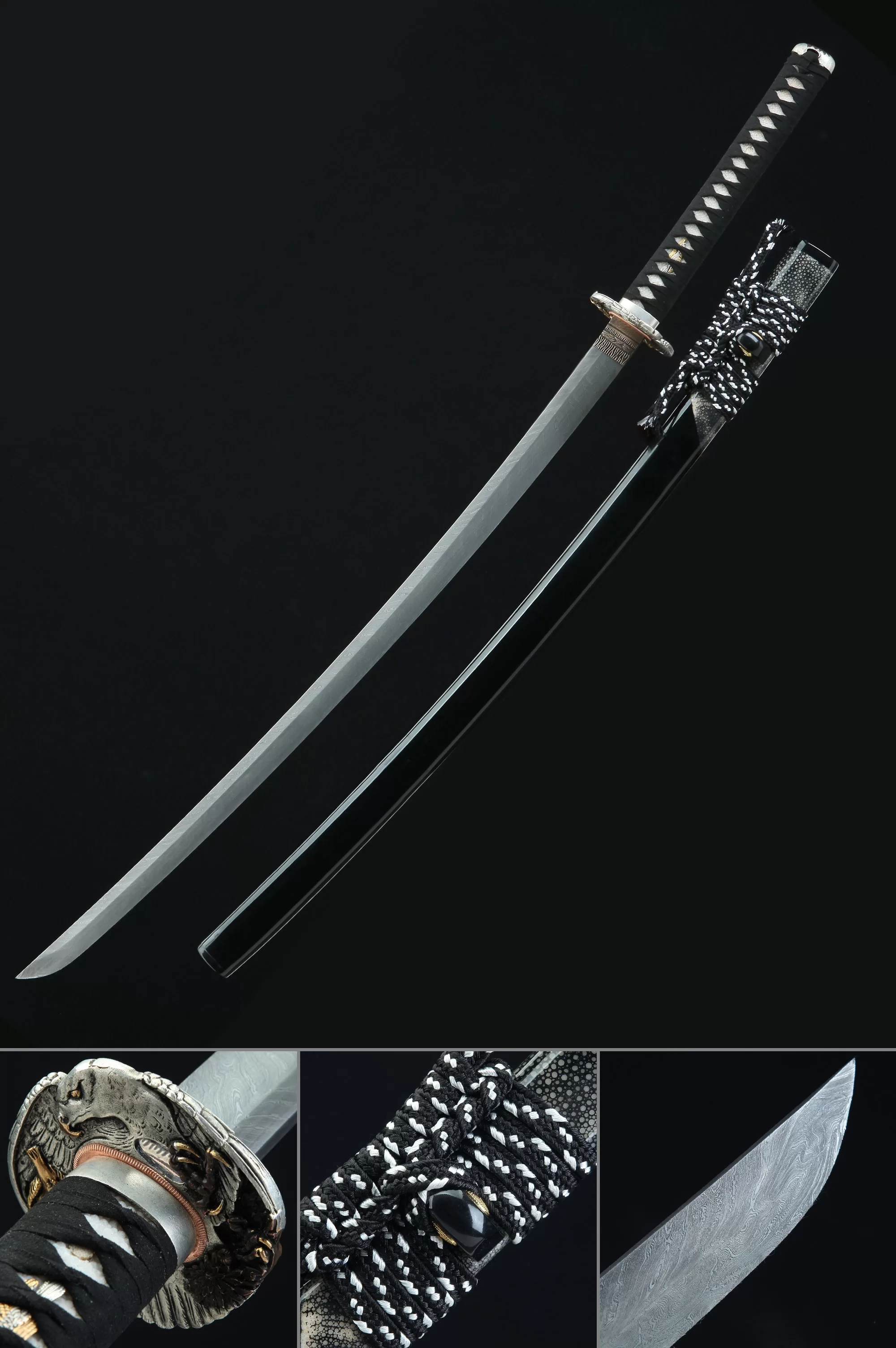 Damascus Katana | Handcrafted Luxury Damascus Steel Katana With Pearl ...