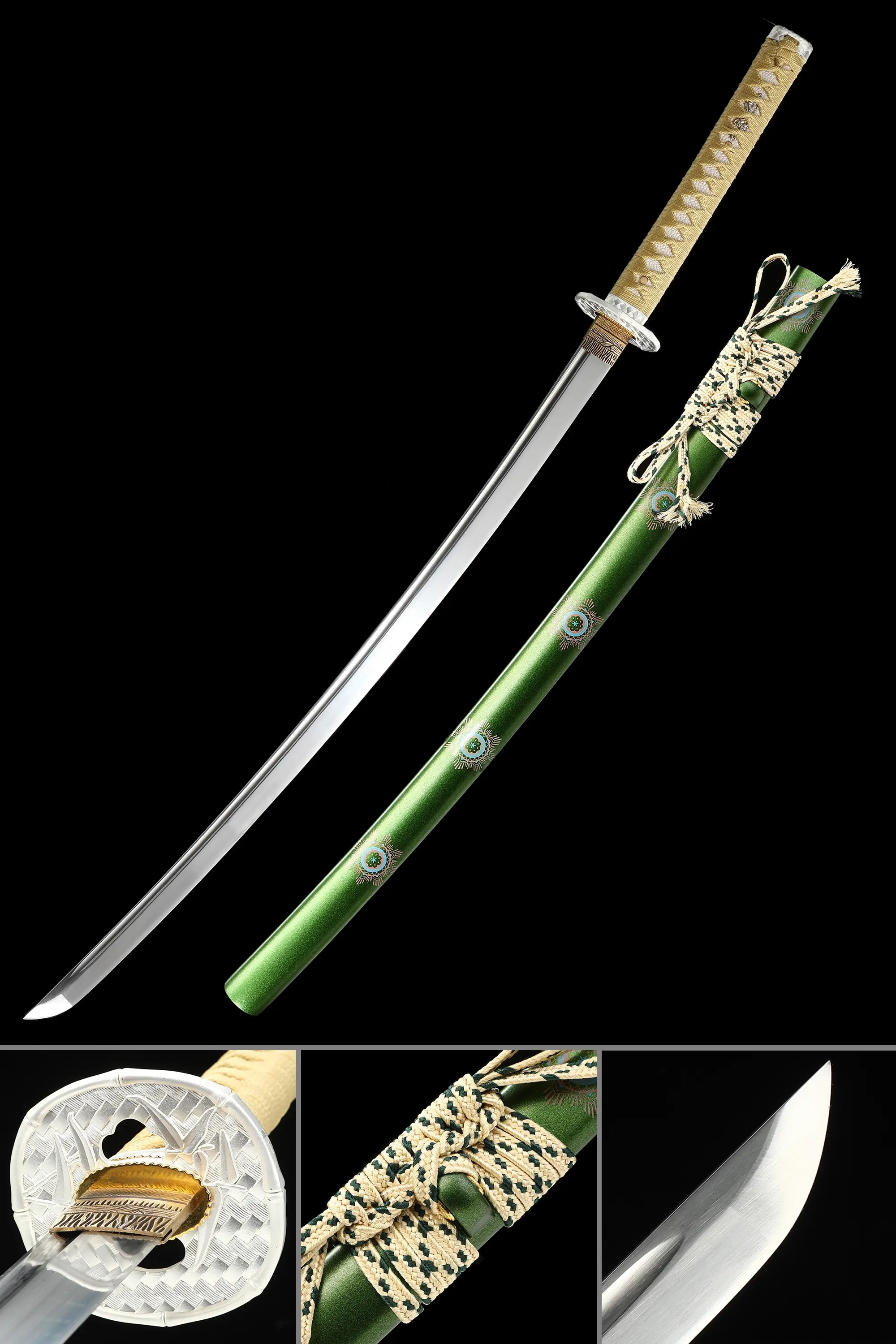 Green Katana | Handmade Full Tang Katana Sword 1095 Carbon Steel With ...
