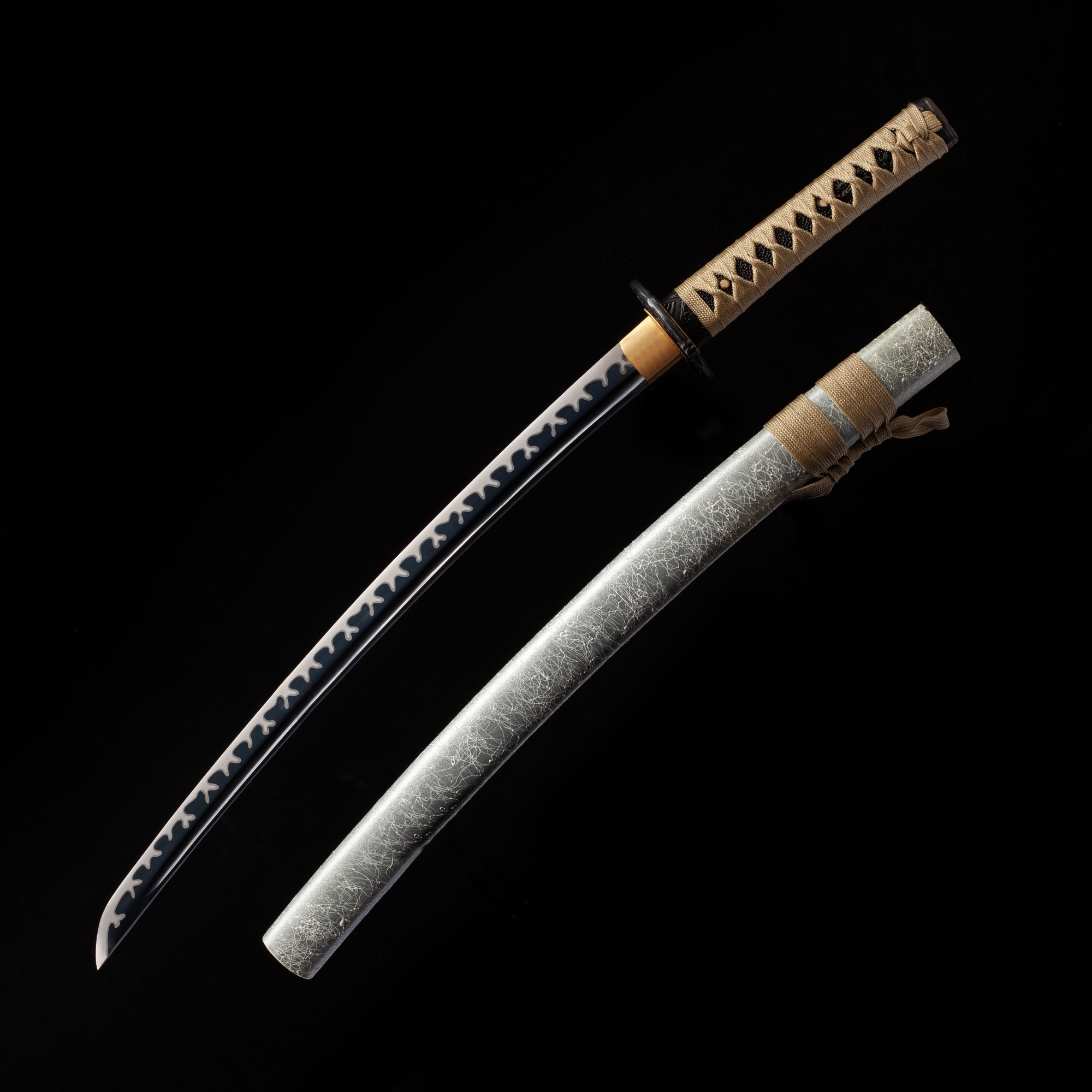 Handmade High Manganese Steel Black Blade Japanese Wakizashi Swords ...