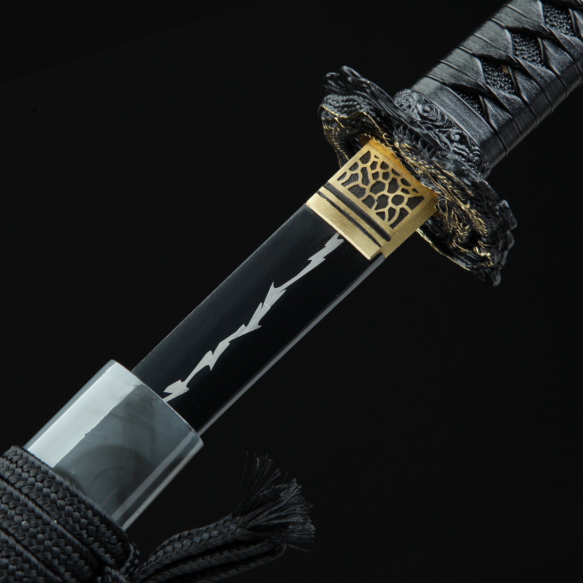 Handmade High Manganese Steel Black Blade Real Japanese Katana Samurai ...