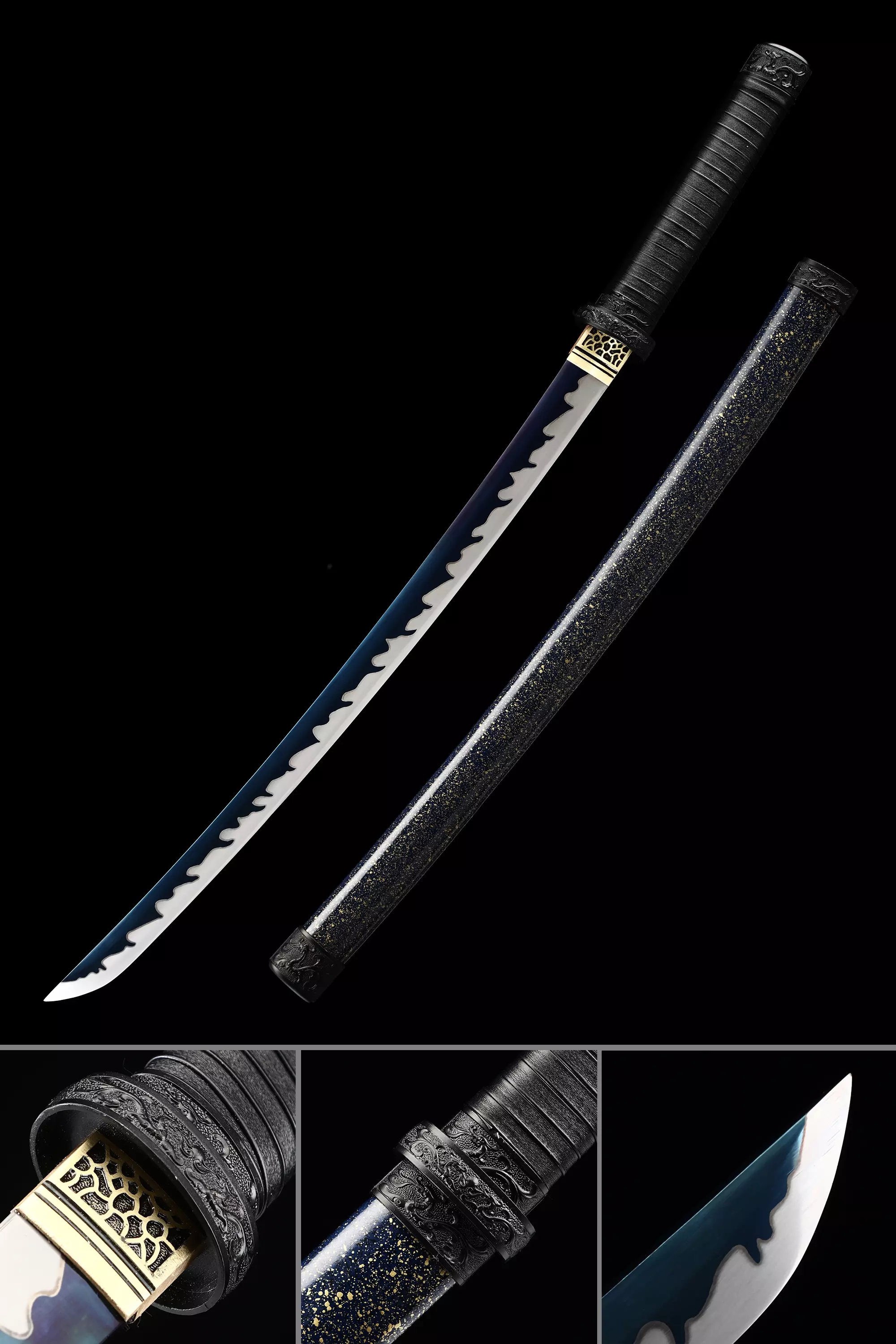 Wakizashi Moderne | Lame Bleue En Acier à Haute Teneur En Manganèse ...