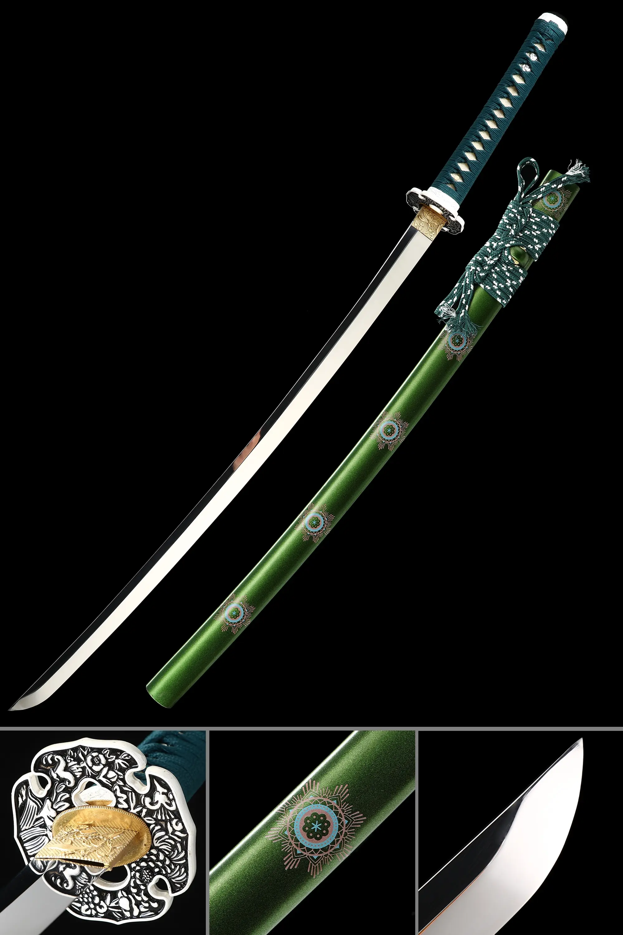 Green Katana | Handcrafted Full Tang Japanese Samurai Sword 1095 Carbon ...
