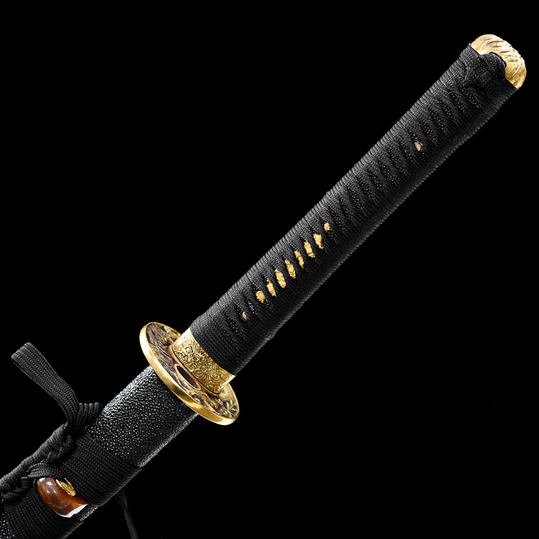 Handmade Damascus Steel Real Katana Samurai Swords With Black Rayskin ...