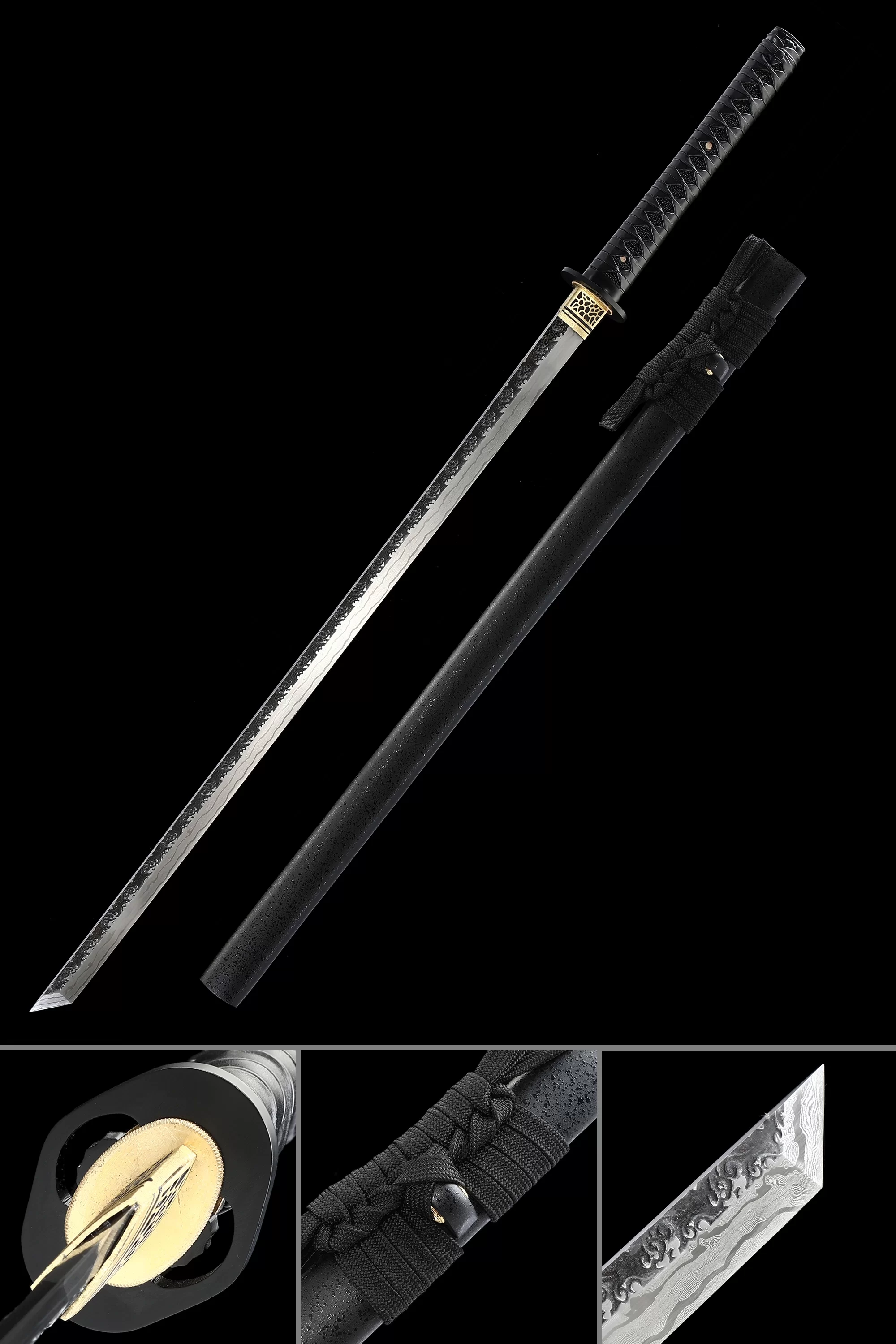 Ninja Sword | Folded Melaleuca Steel Ninjato Sword with Black Lacquer ...