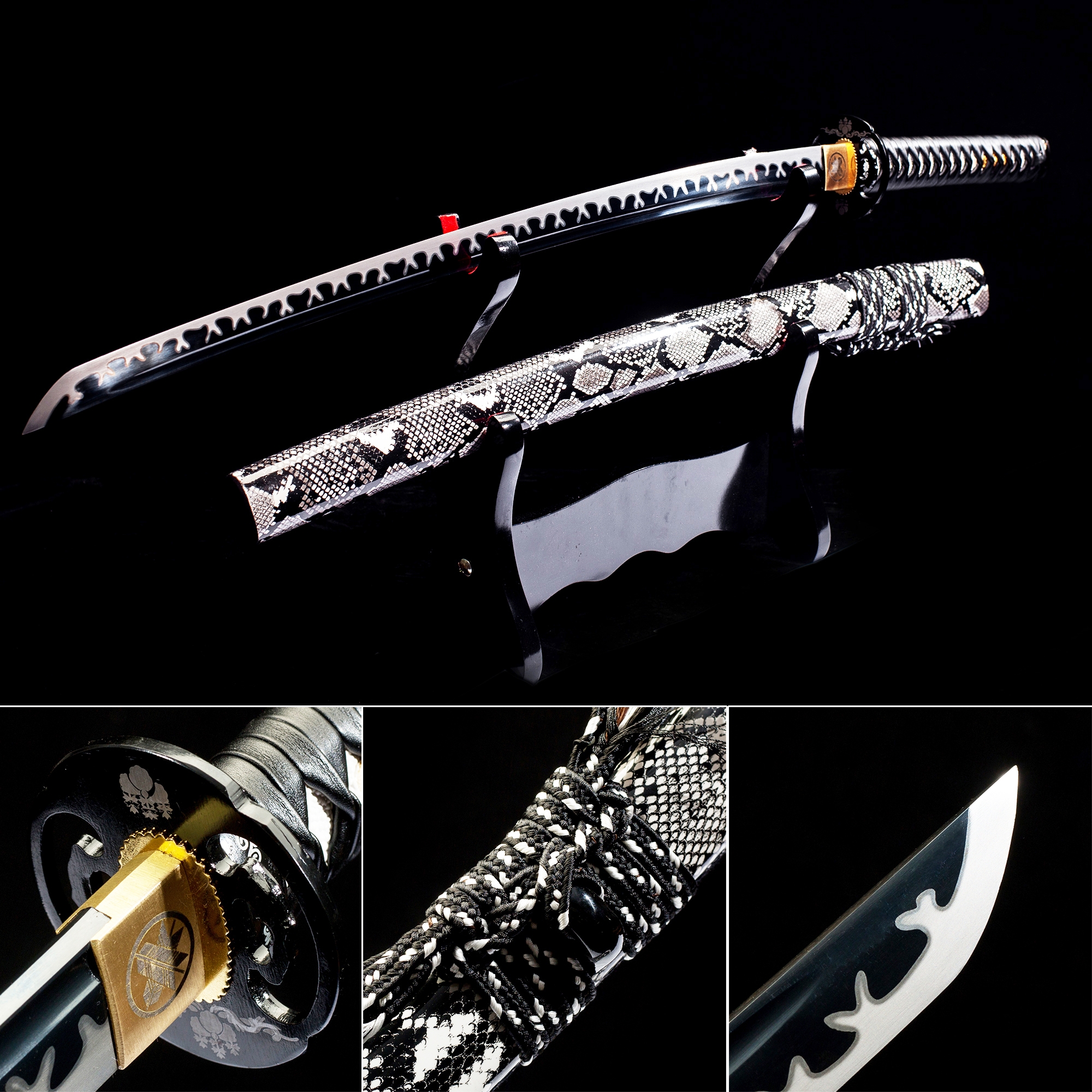 High Manganese Steel Black Blade Sharpening Japanese Katana Samurai ...