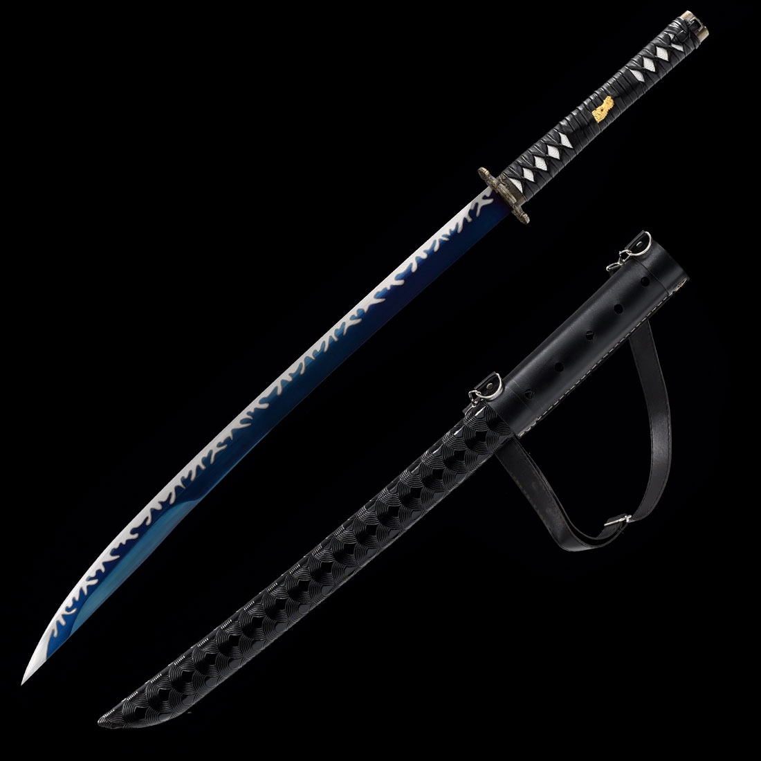 Handmade High Manganese Steel Blue Blade Leather Saya Real Japanese ...