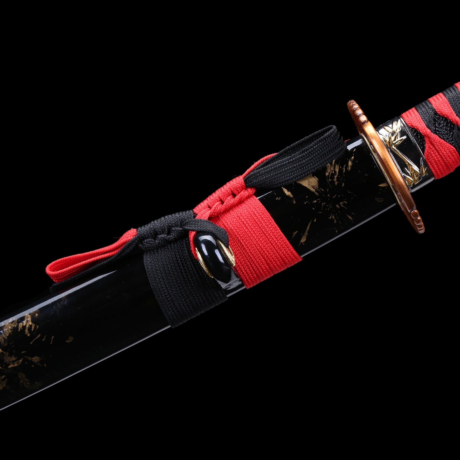 Épées De Samouraï Japonais Katana De Lame Rouge En Acier Damas Pleine ...