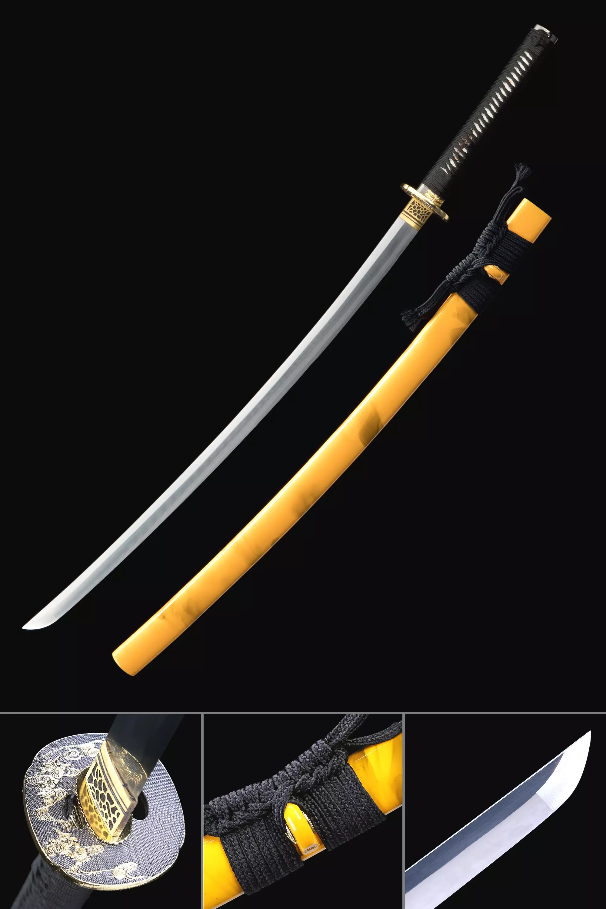Yellow Katana | Handmade Japanese Samurai Sword Spring Steel With ...