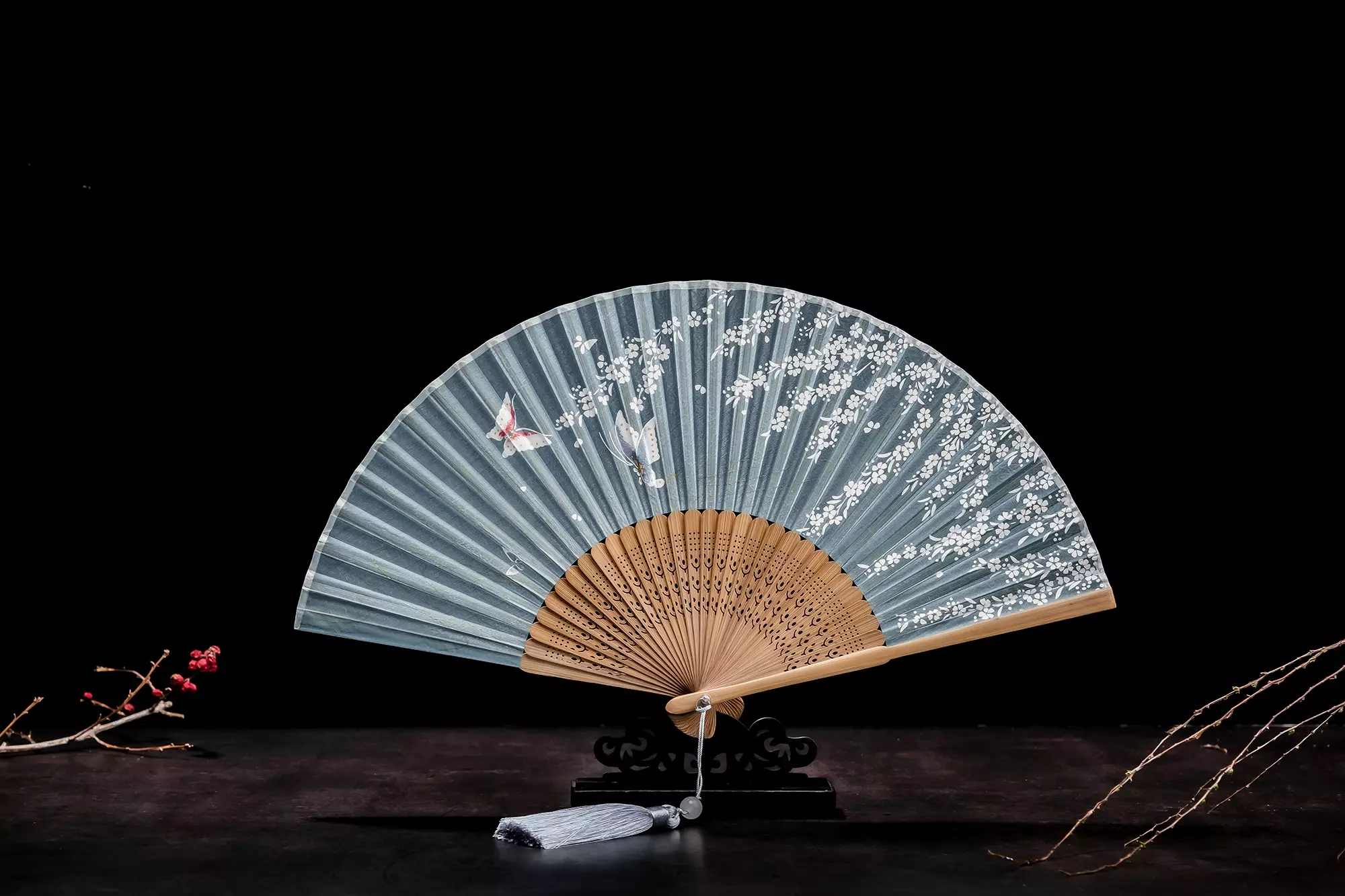 Japanese Folding Fan | Japanese Folding Silk Fan With Bamboo Frame For ...