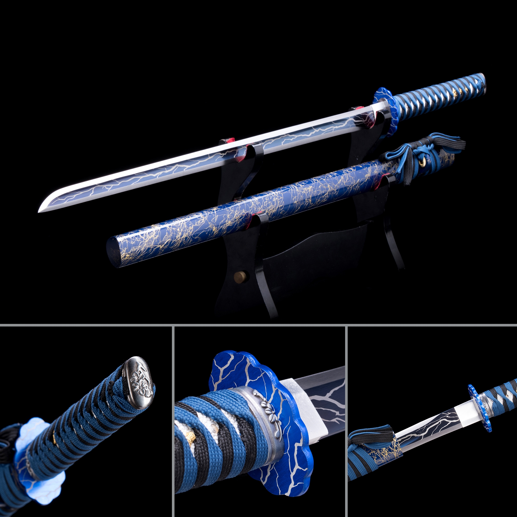 High Manganese Steel Blue Straight Blade Chokuto Japanese Ninjato Ninja ...