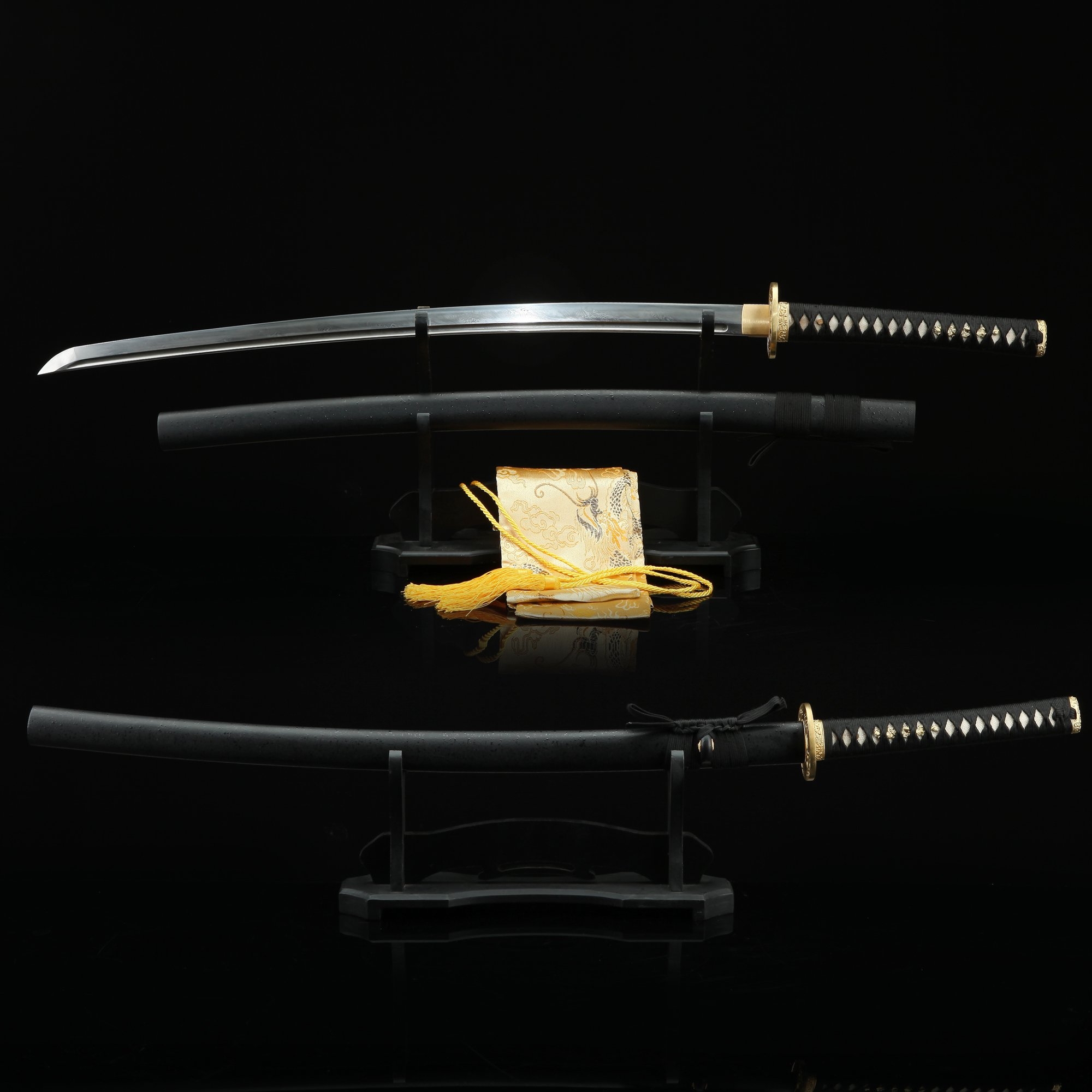 Real Cooper Tsuba Carbon Steel Black Katana Japanese Samurai Swords ...