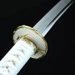 White Katana | T10 Carbon Steel Katana with Real Hamon - White Saya ...