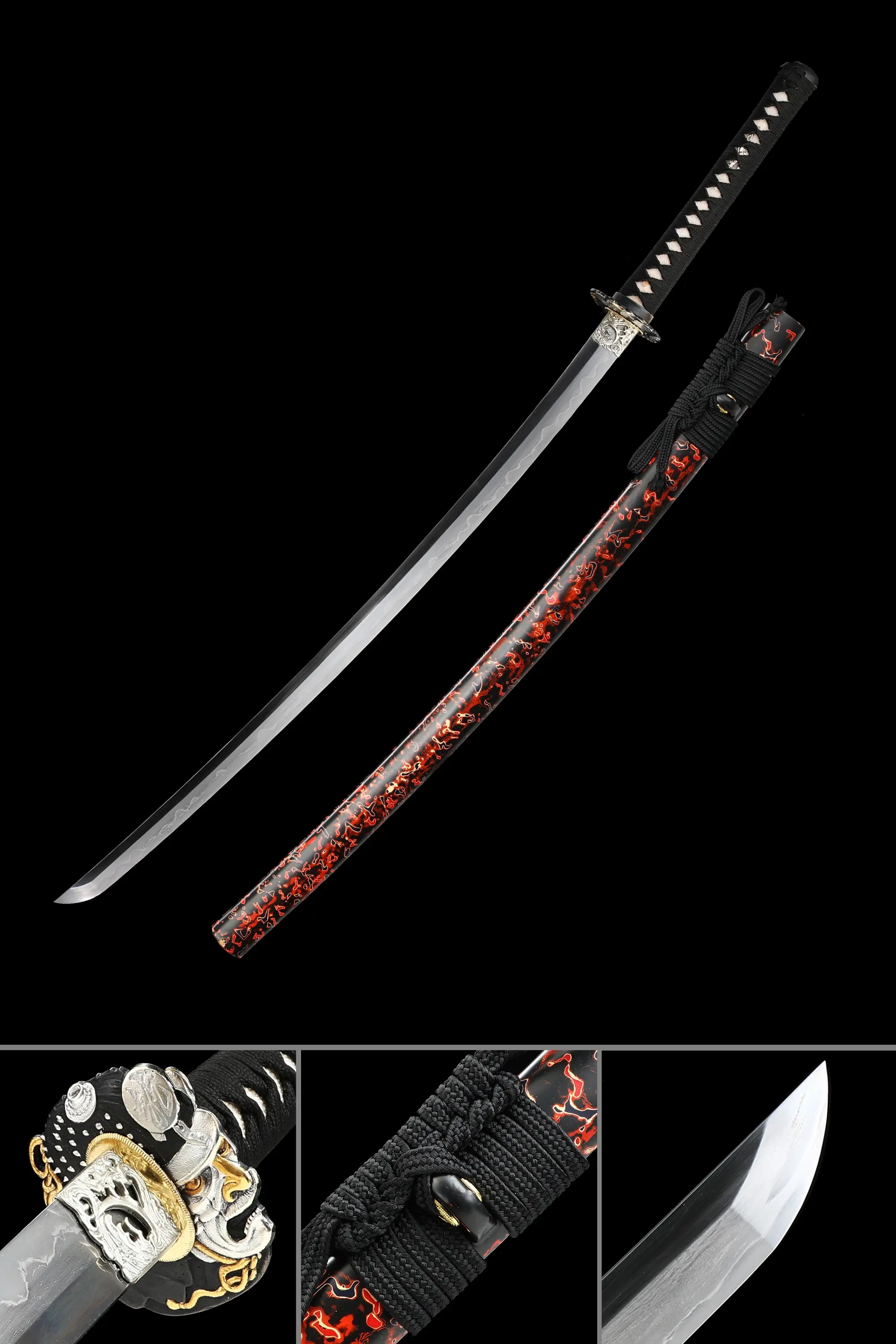 High-performance Exquisite Handmade Full-tang Katana Sword Damascus ...