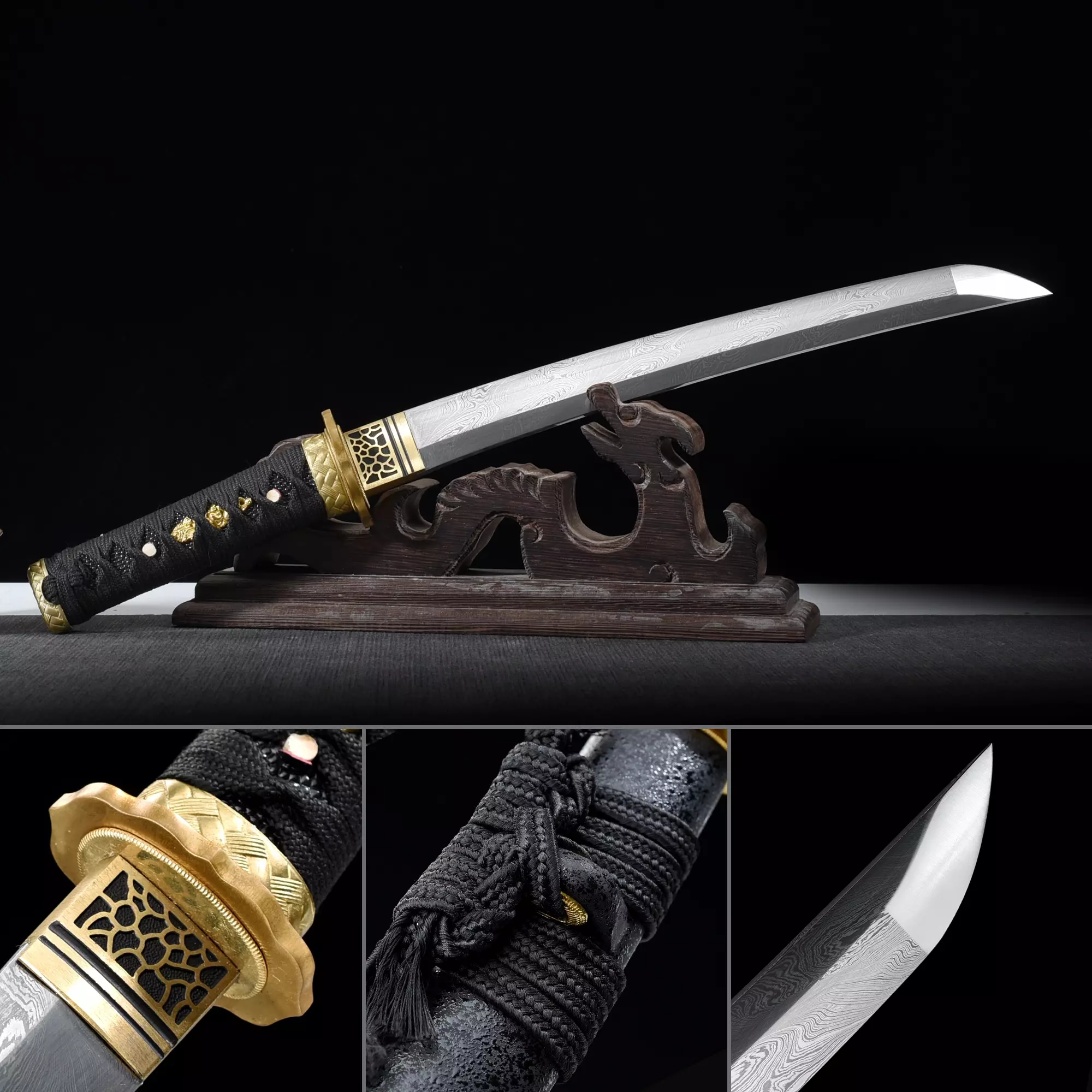 Short Tanto | Handmade Pattern Steel Full Tang Real Japanese Tanto ...