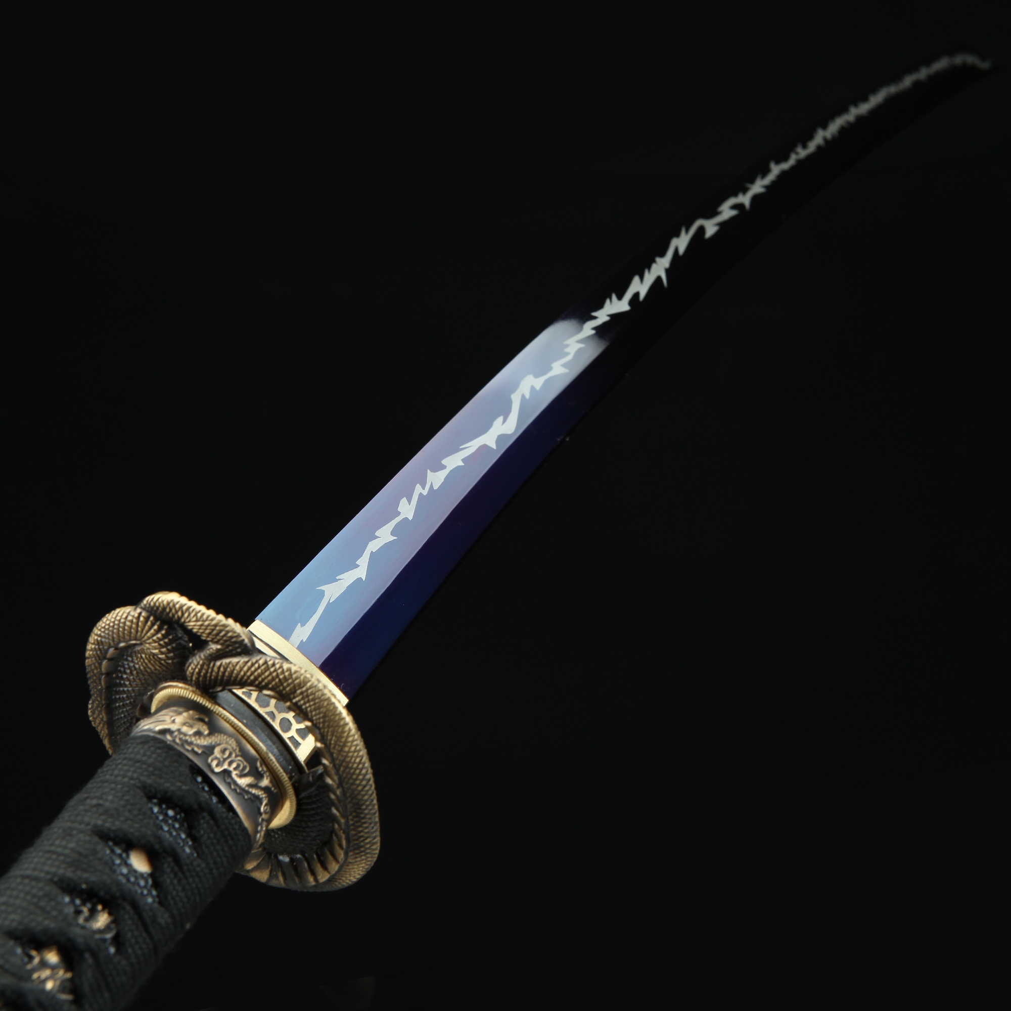 Handmade Spring Steel Blue Blade Real Japanese Katana Samurai Sword ...