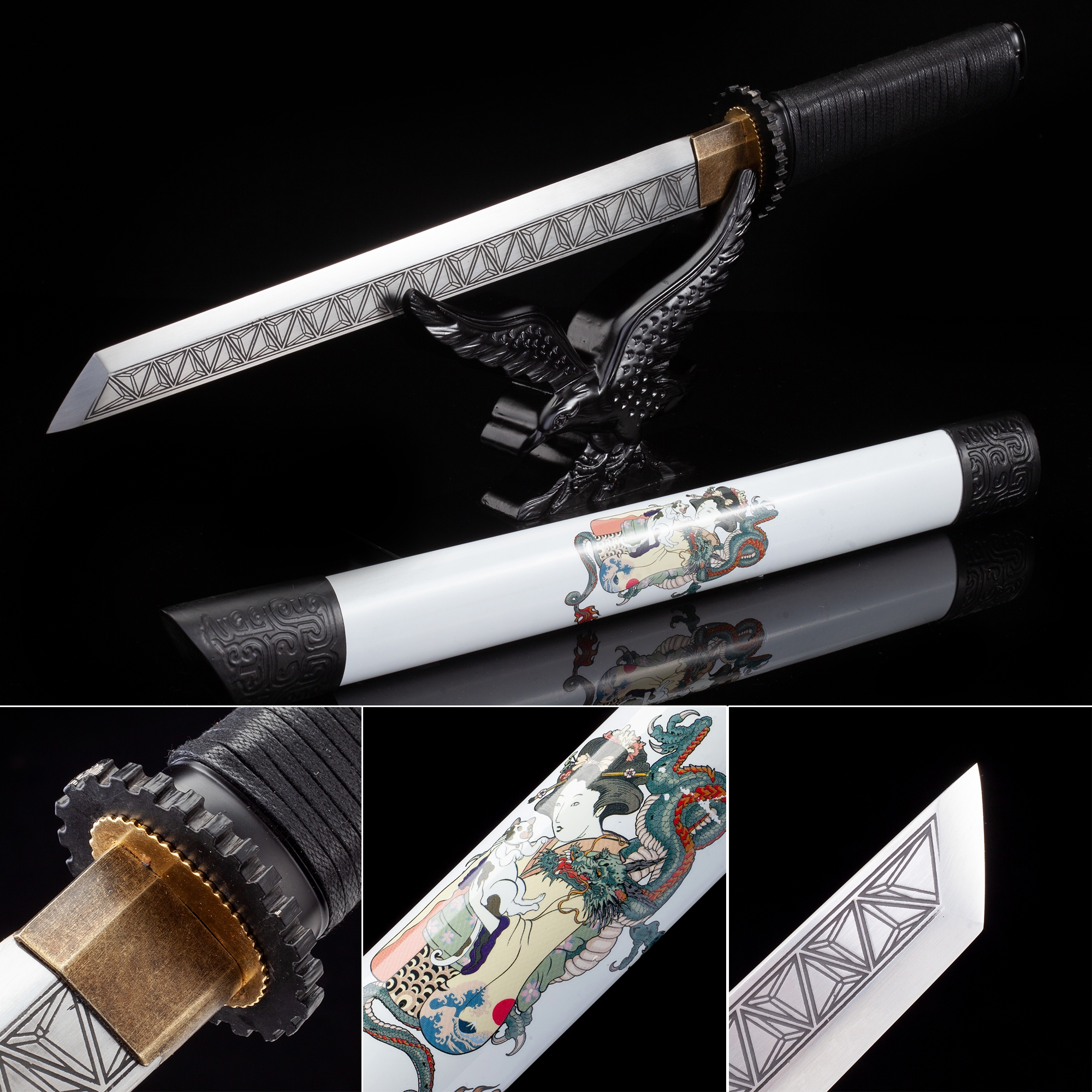 Handmade High Manganese Steel Real Japanese Hamidashi Tanto Sword With ...